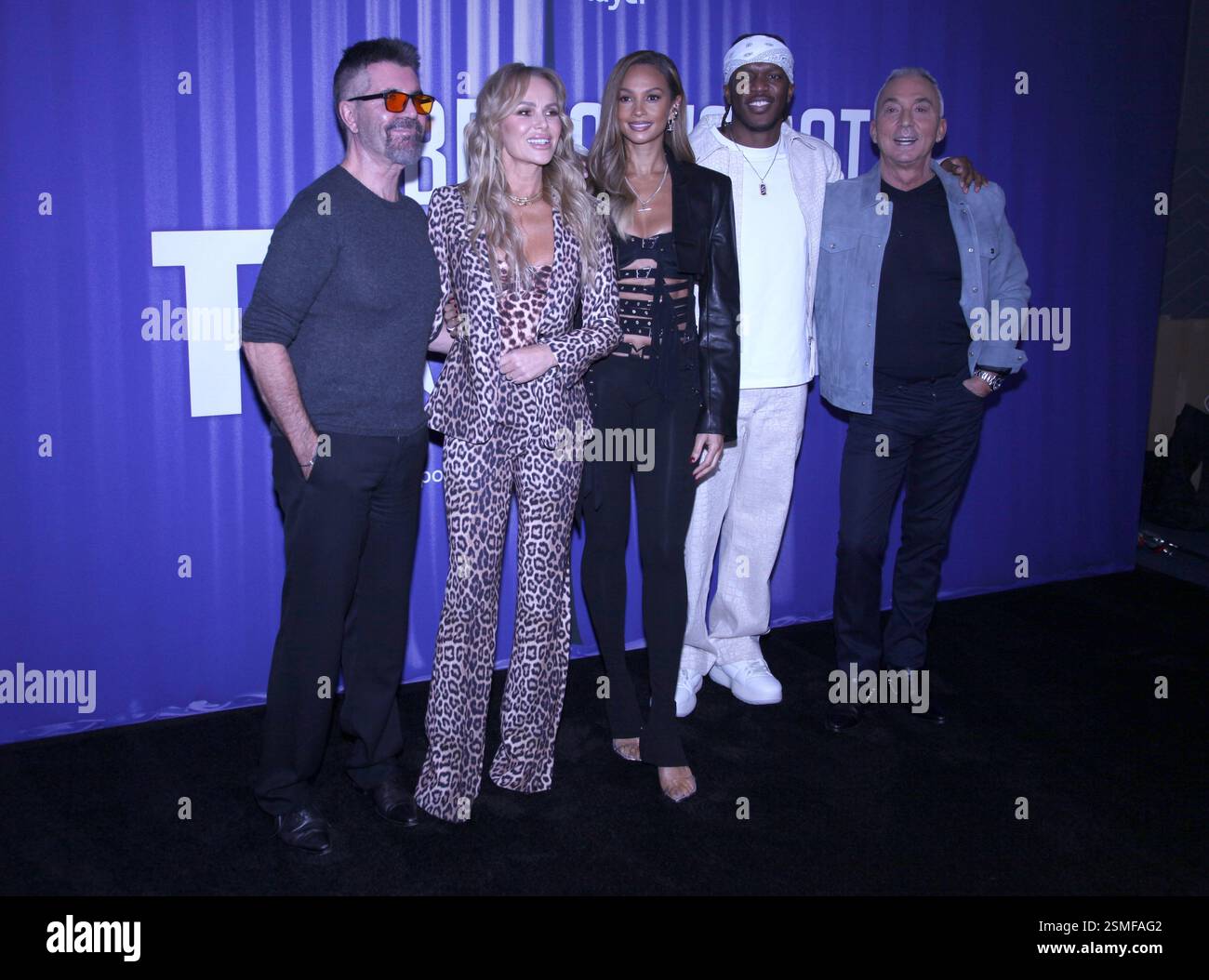 London, UK. Simon Cowell, Amanda Holden, Alesha Dixon, KSI and Bruno ...