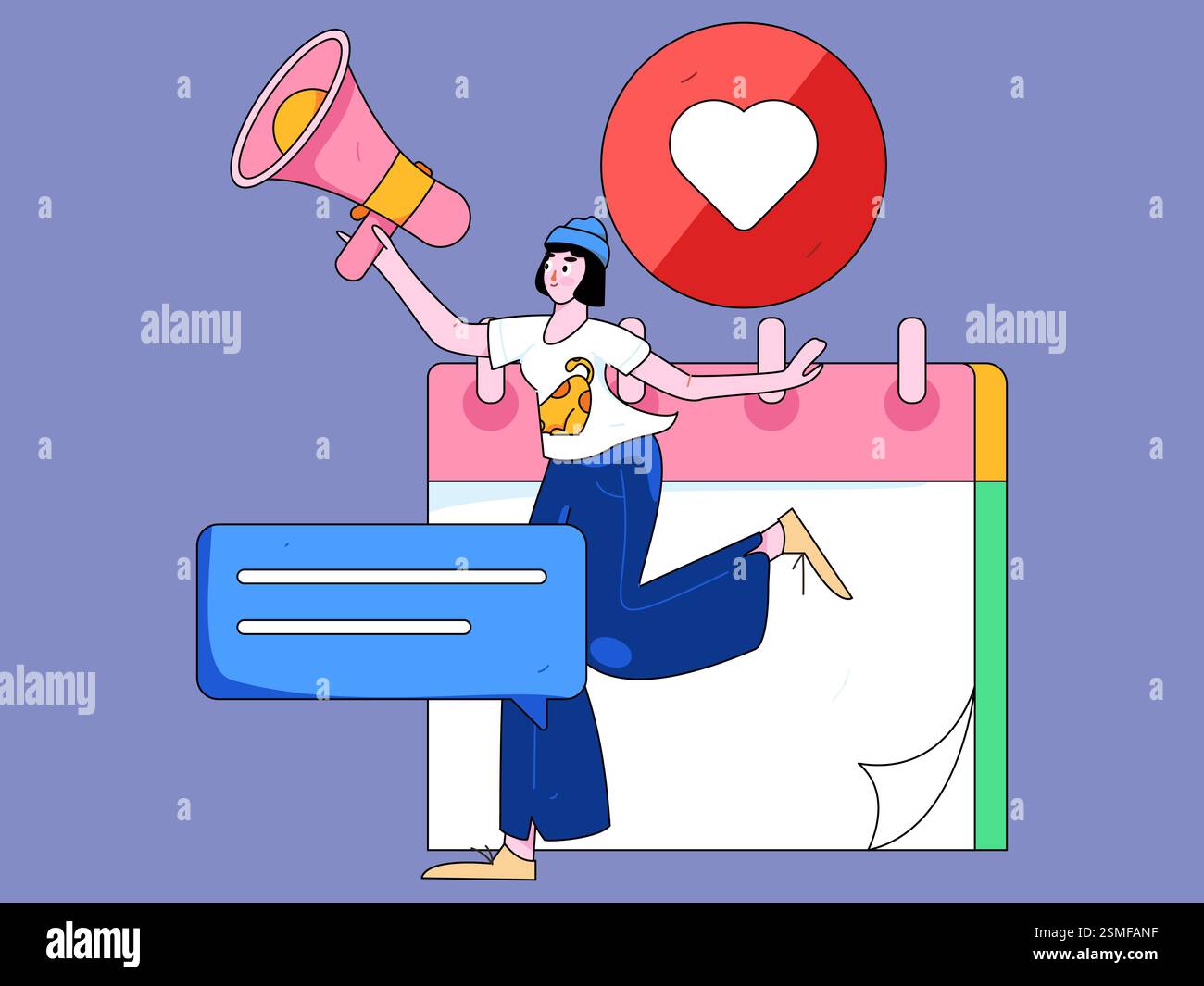 Notification announcement vector creative flat hand drawn illustration ...