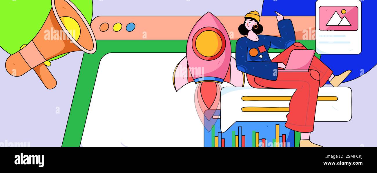 Notification announcement vector creative flat hand drawn illustration ...