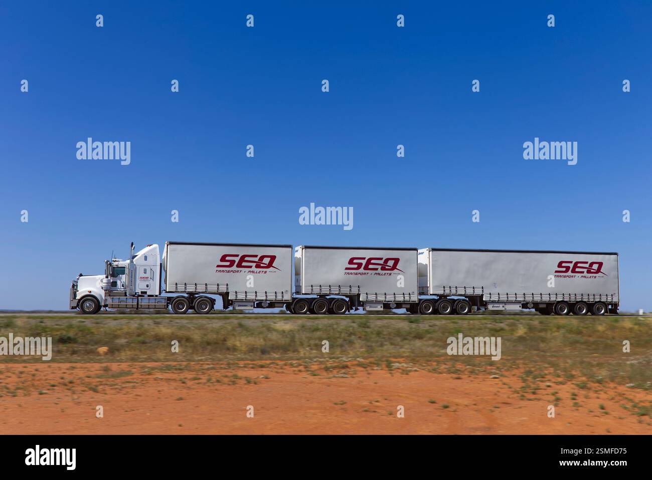 B Triple freight truck travelling along the Barrier Highway between ...