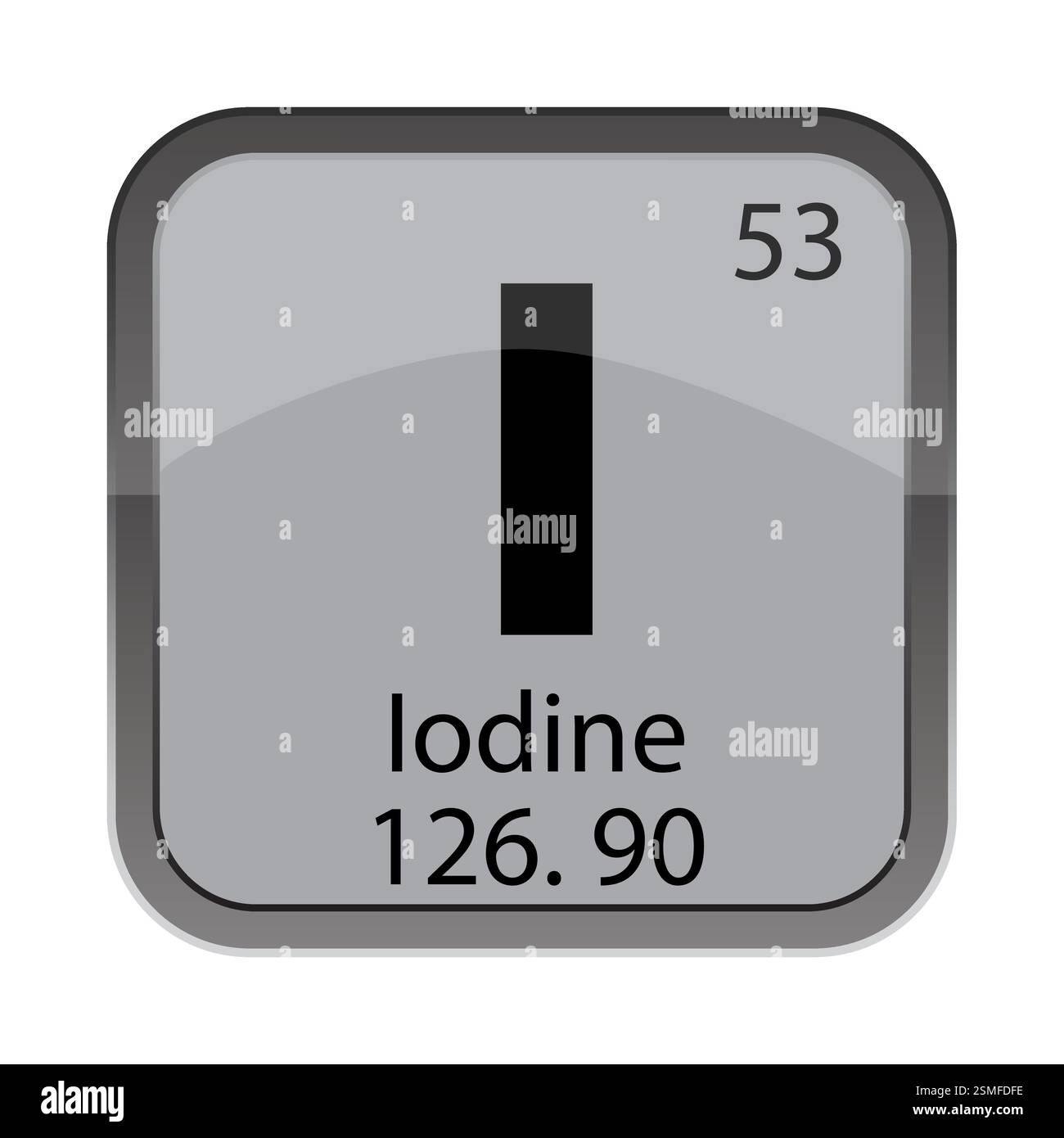 I 53 icon. Iodine 126.90 text. Chemical element sign. Vector periodic ...