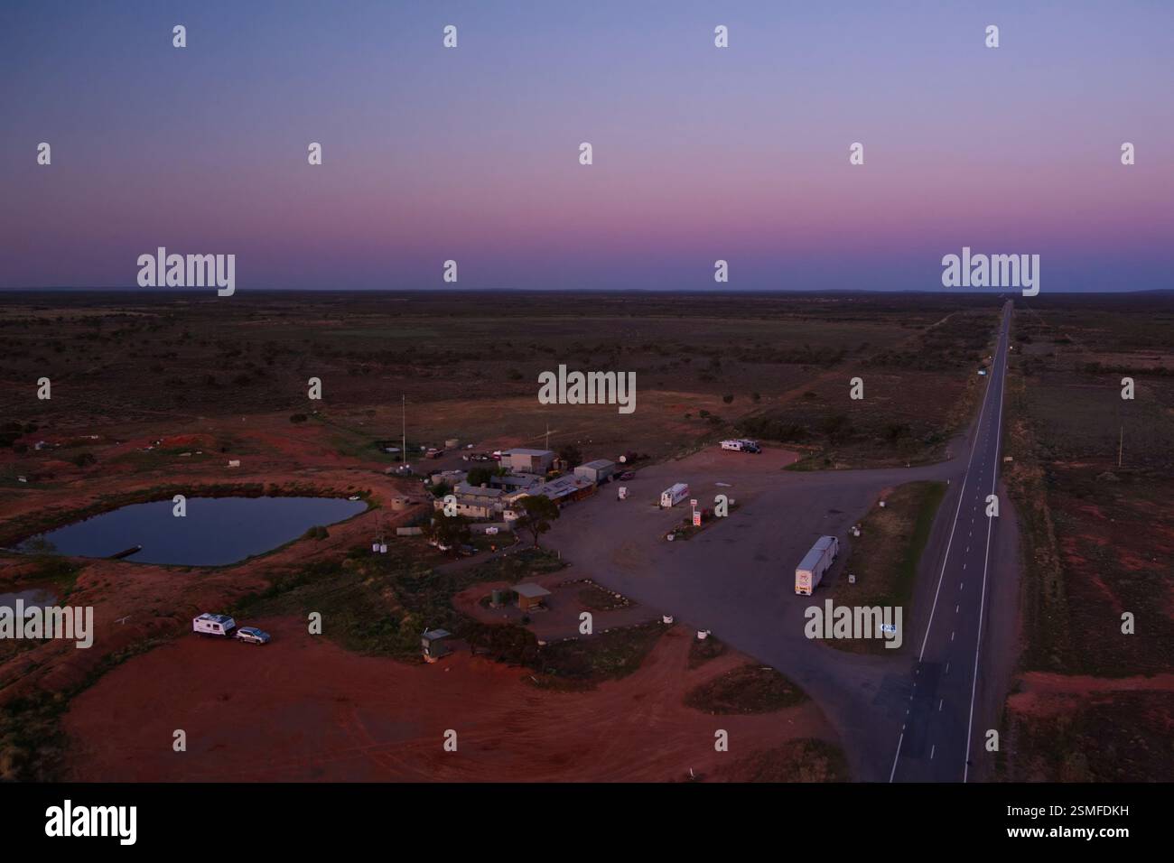 Aerial view of the Little Topar Roadhouse Hotel in New South Wales ...