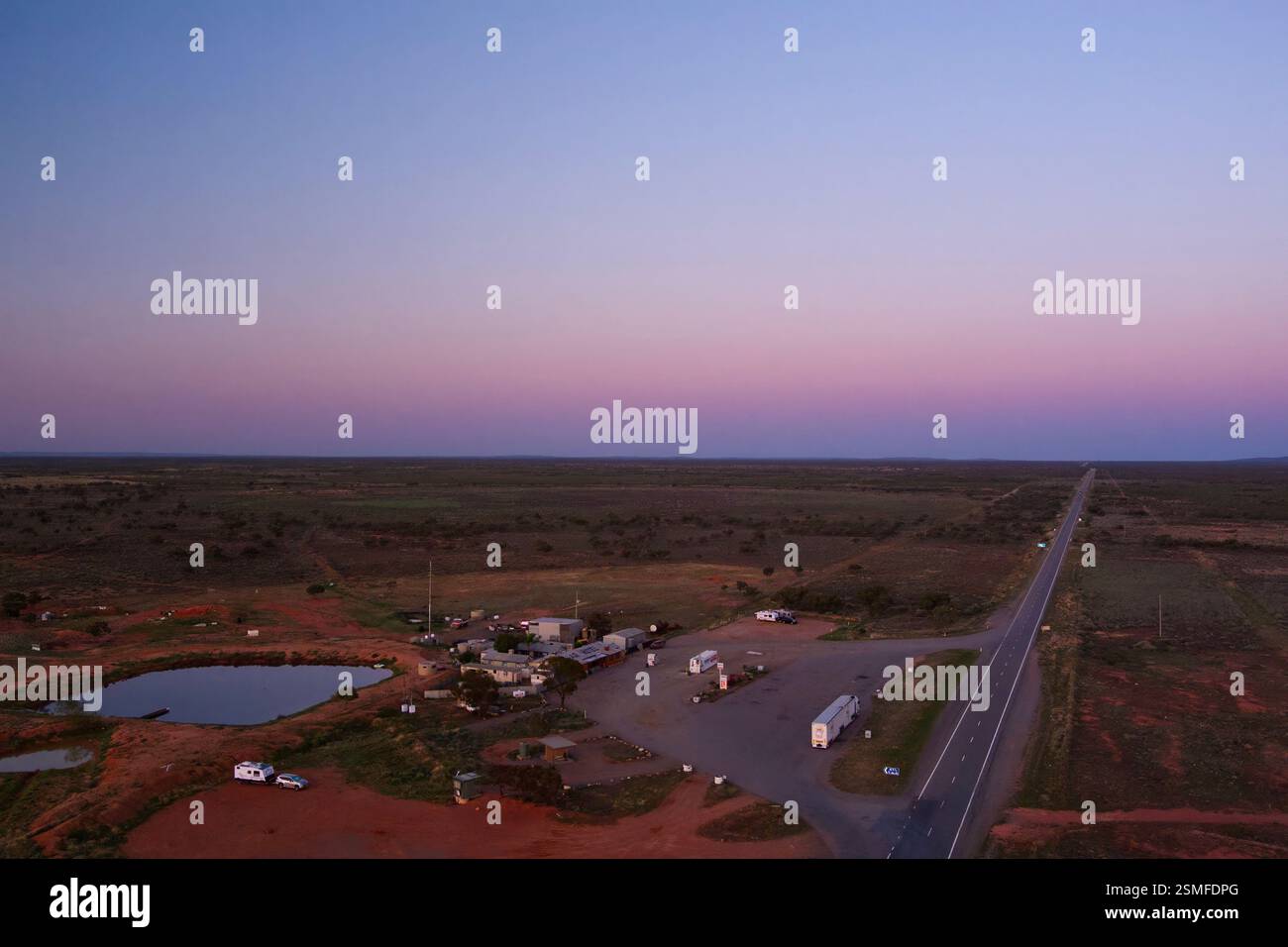 Aerial view of the Little Topar Roadhouse Hotel in New South Wales ...