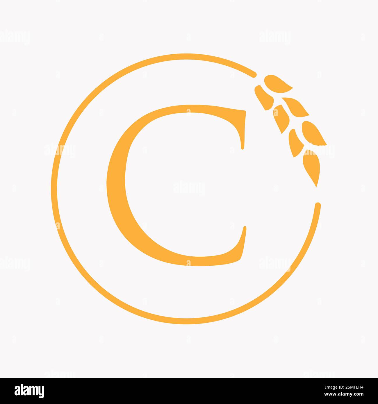 Monogram Letter C Bakery Logo Concept With Grain Wheat Symbol Vector ...
