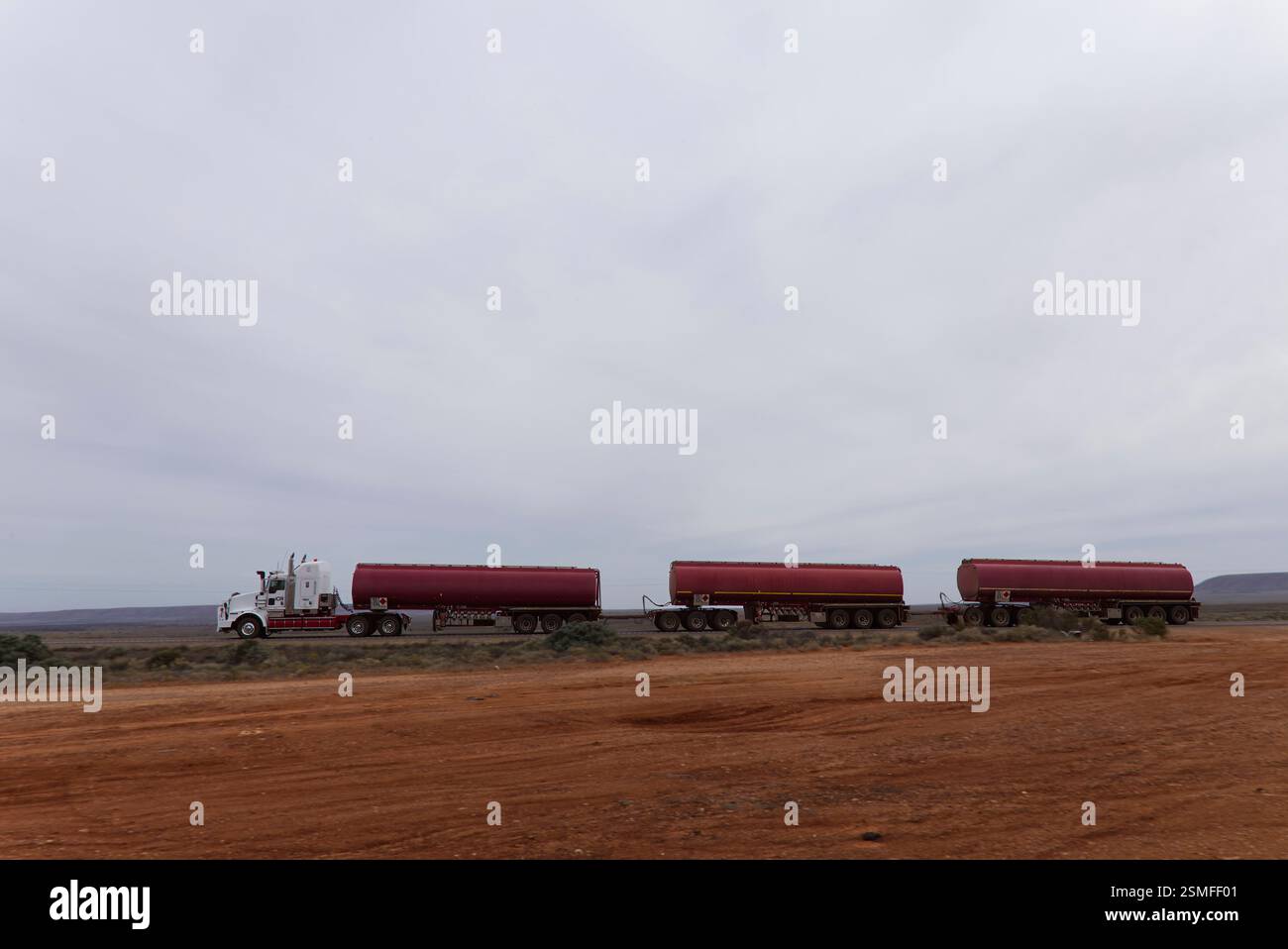 Side view of a IOR Triple A fuel tanker on the Stuart Highway near Port ...