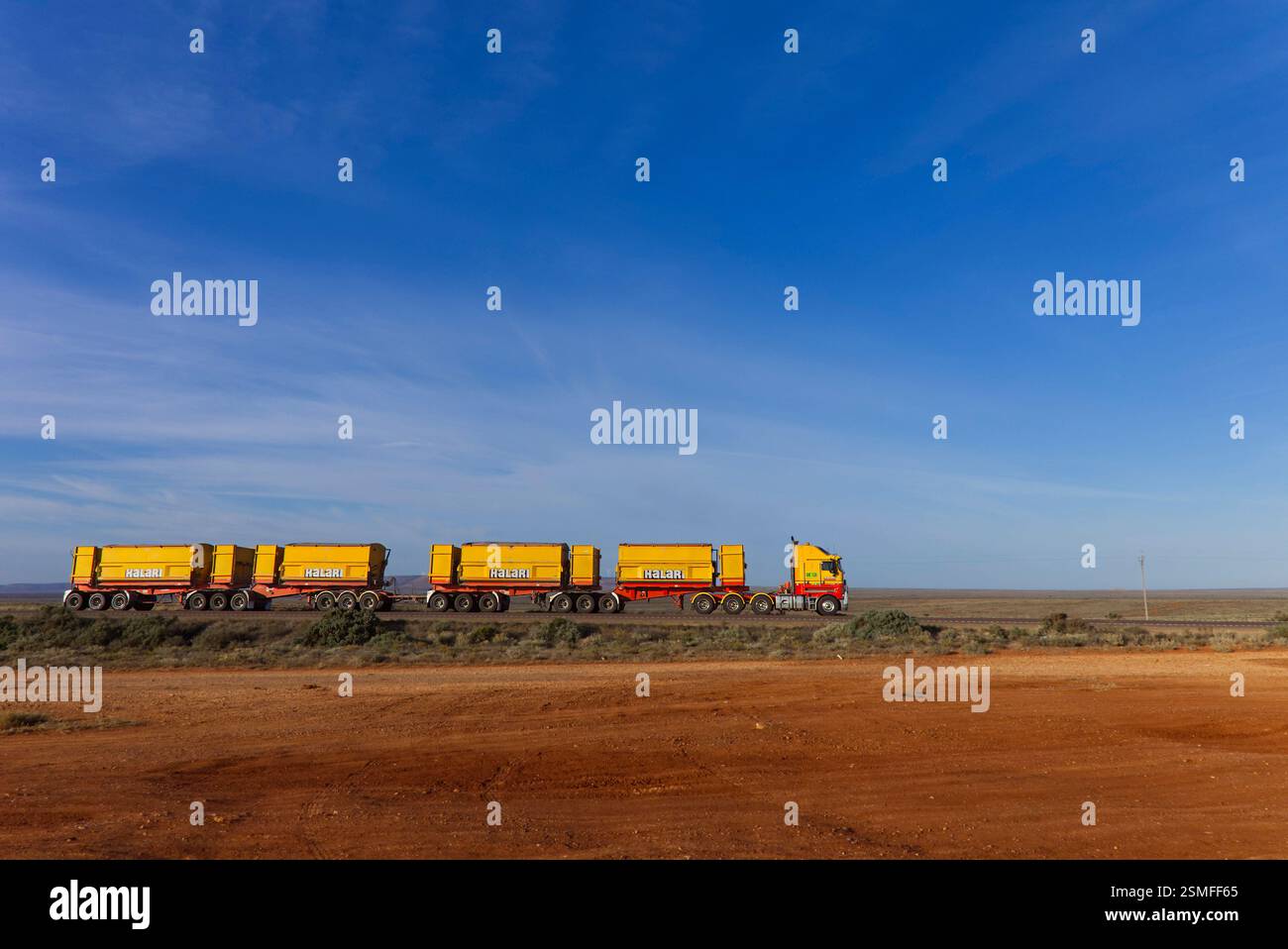 Road Train travelling the Stuart highway in South Australia Stock Photo ...