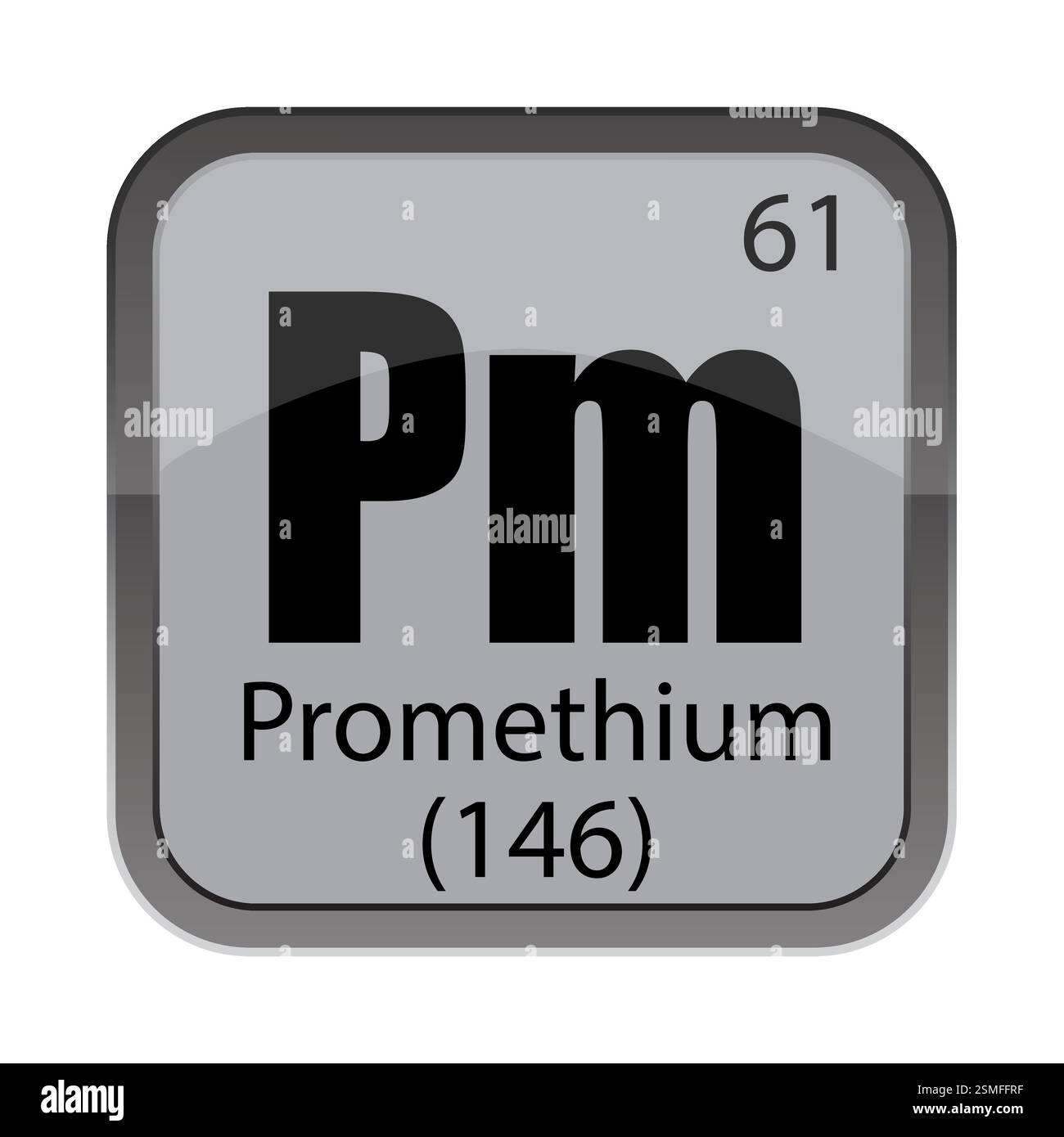 Promethium Pm element. Atomic number 61. Mass 146 detail. Vector ...
