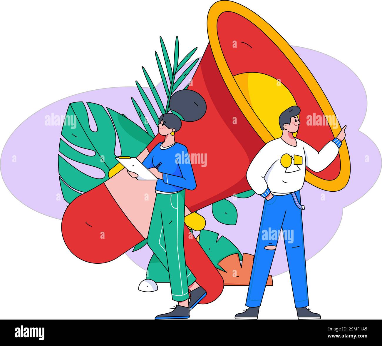 Notification announcement vector creative flat hand drawn illustration ...