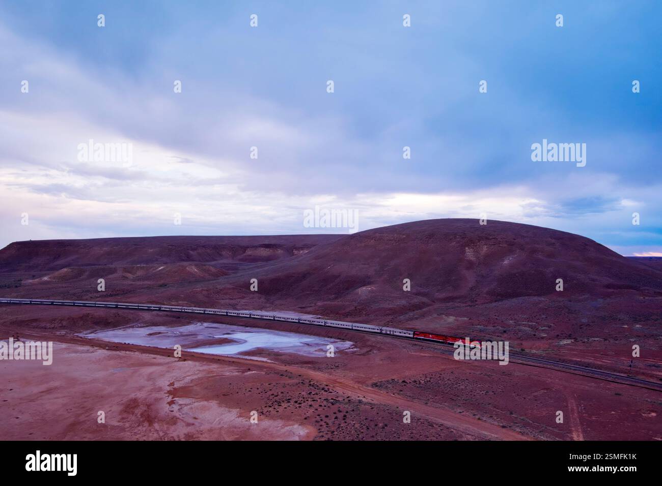 The Ghan luxury passenger train is captured in the midst of its journey ...