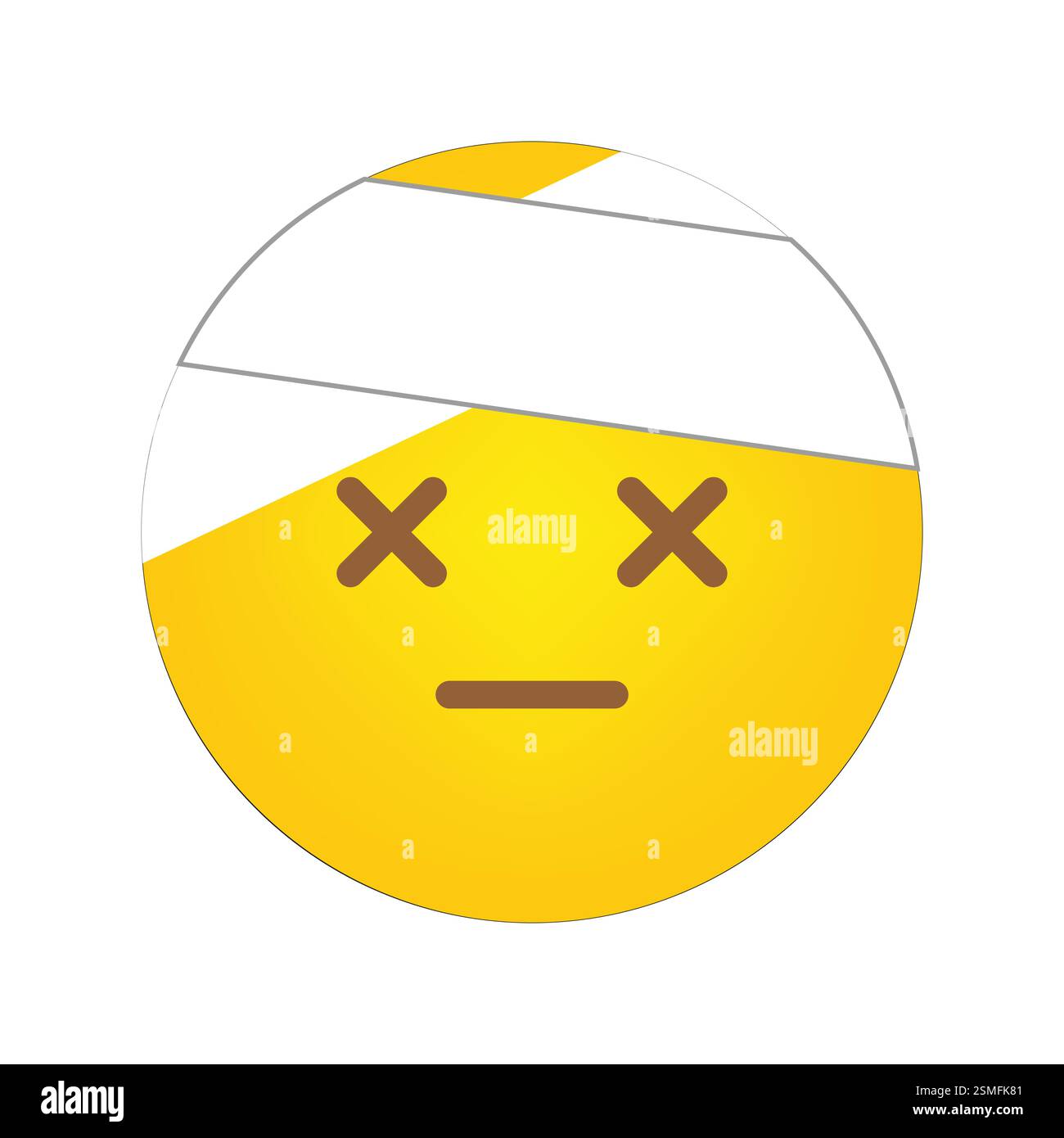 Injured face emoji. Bandaged yellow icon. Crossed eyes expression ...