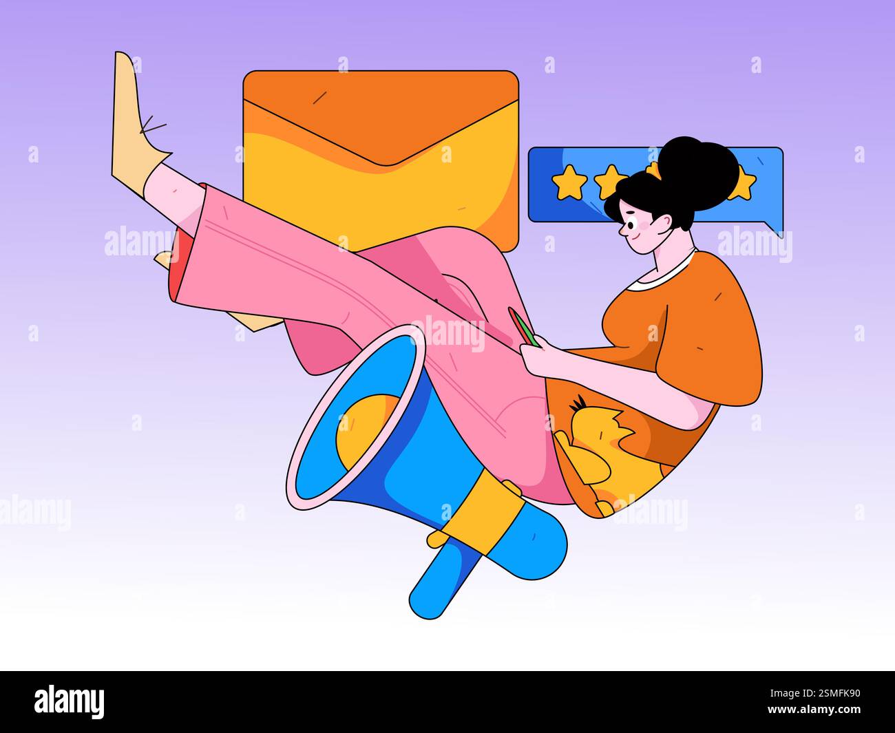 Notification announcement vector creative flat hand drawn illustration ...