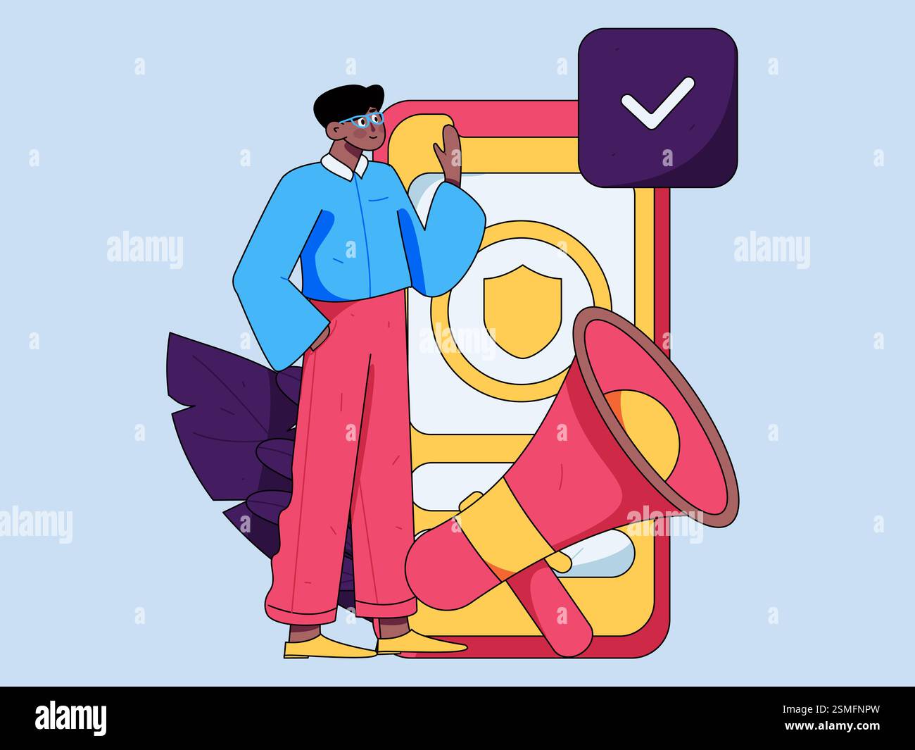 Notification announcement vector creative flat hand drawn illustration ...