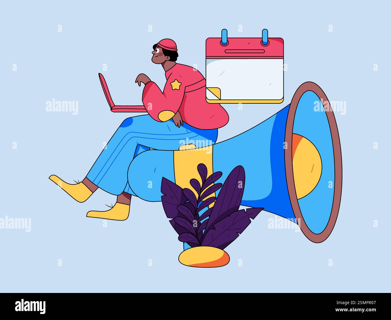 Notification announcement vector creative flat hand drawn illustration ...