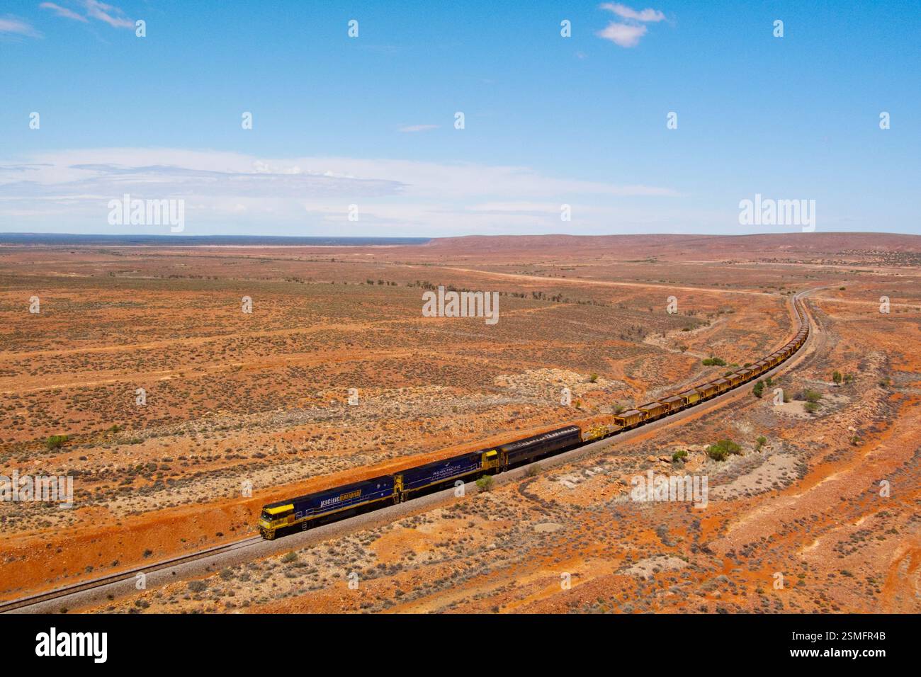 Ballast Dry Bulk Train traveling through the vast expanse of the ...