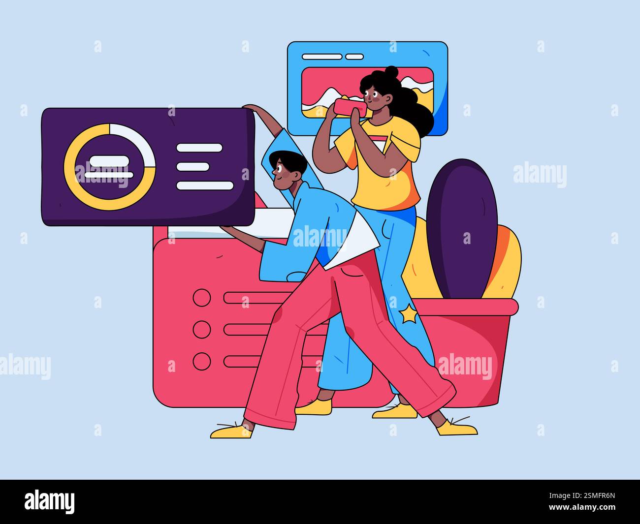 Notification announcement vector creative flat hand drawn illustration ...
