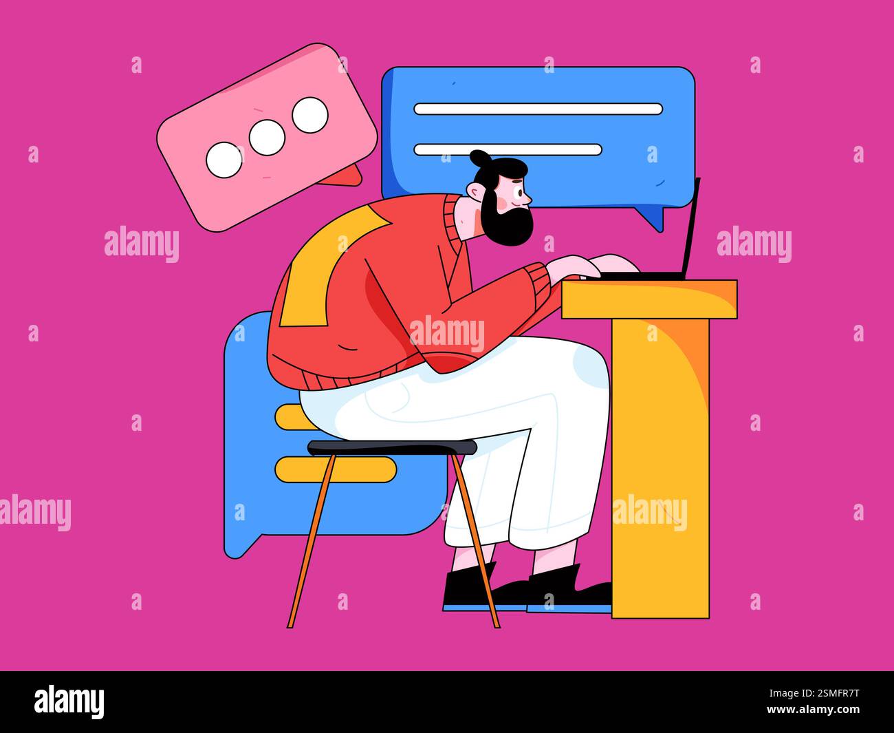 Notification announcement vector creative flat hand drawn illustration ...
