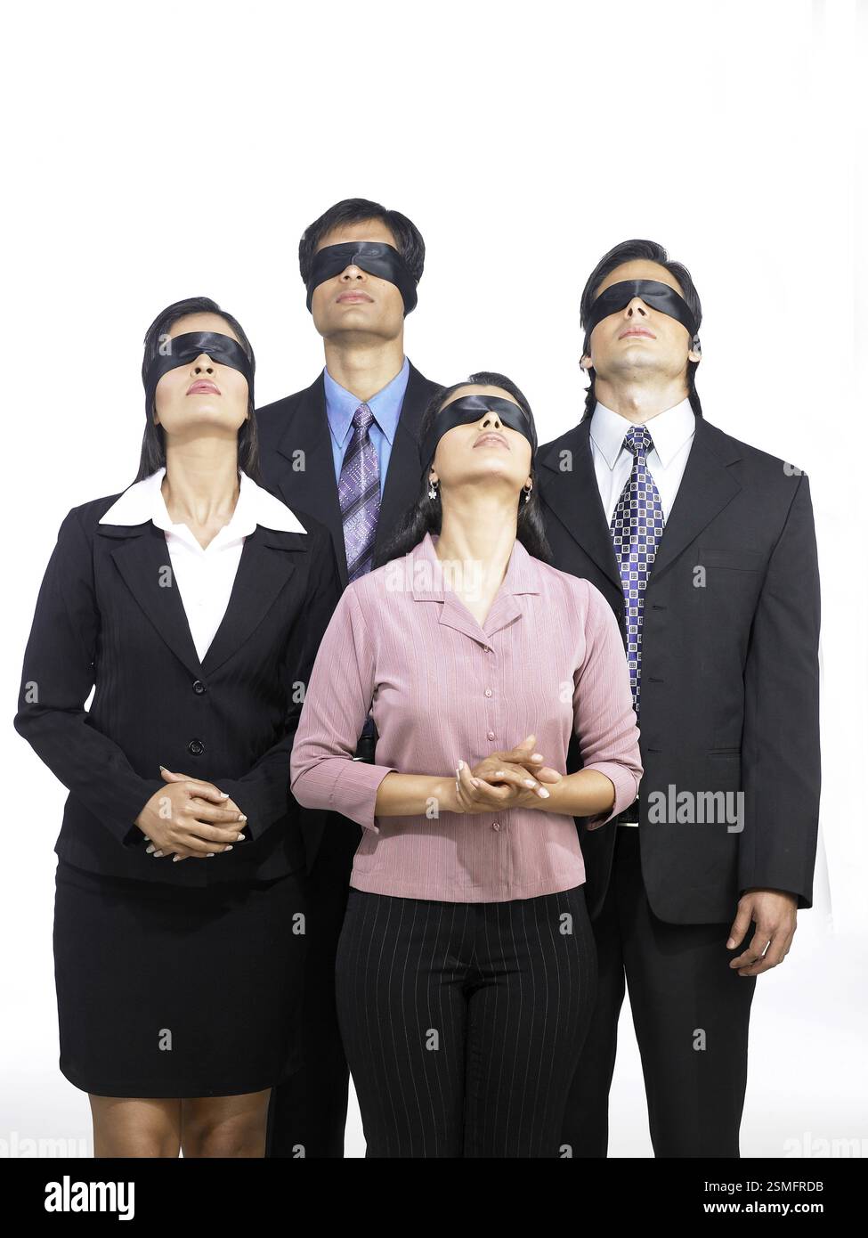 South Asian Indian executive men and women covered eyes with black ...