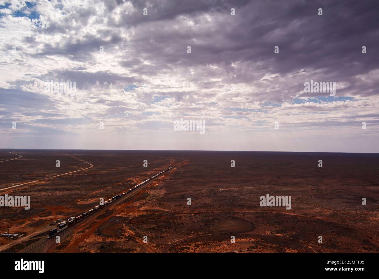 Aerial of Intermodal Double Stacked Container Freight Train on the ...