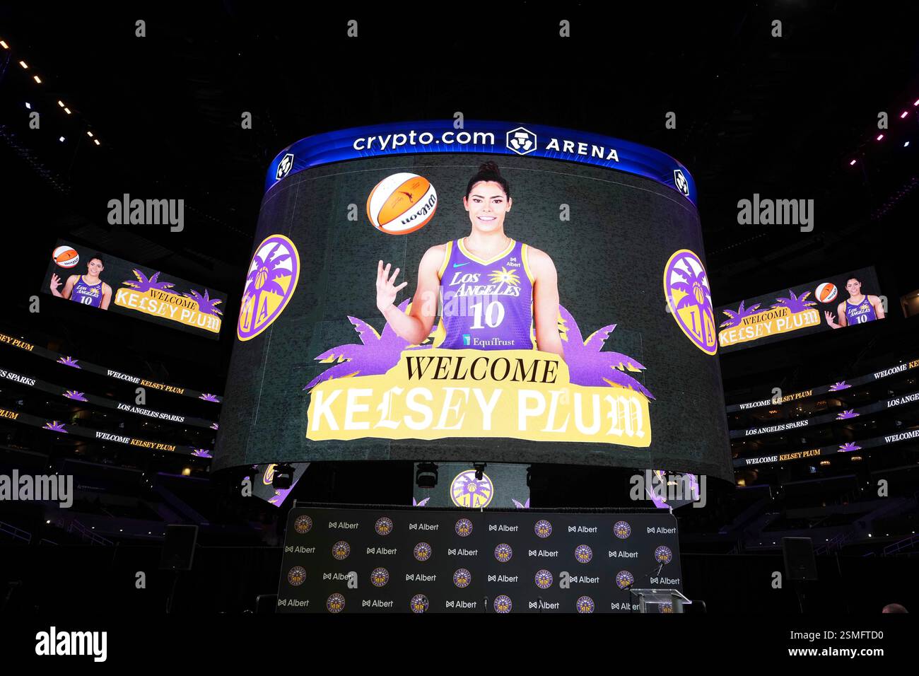 A general overall view of an introductory WNBA press conference for LA ...