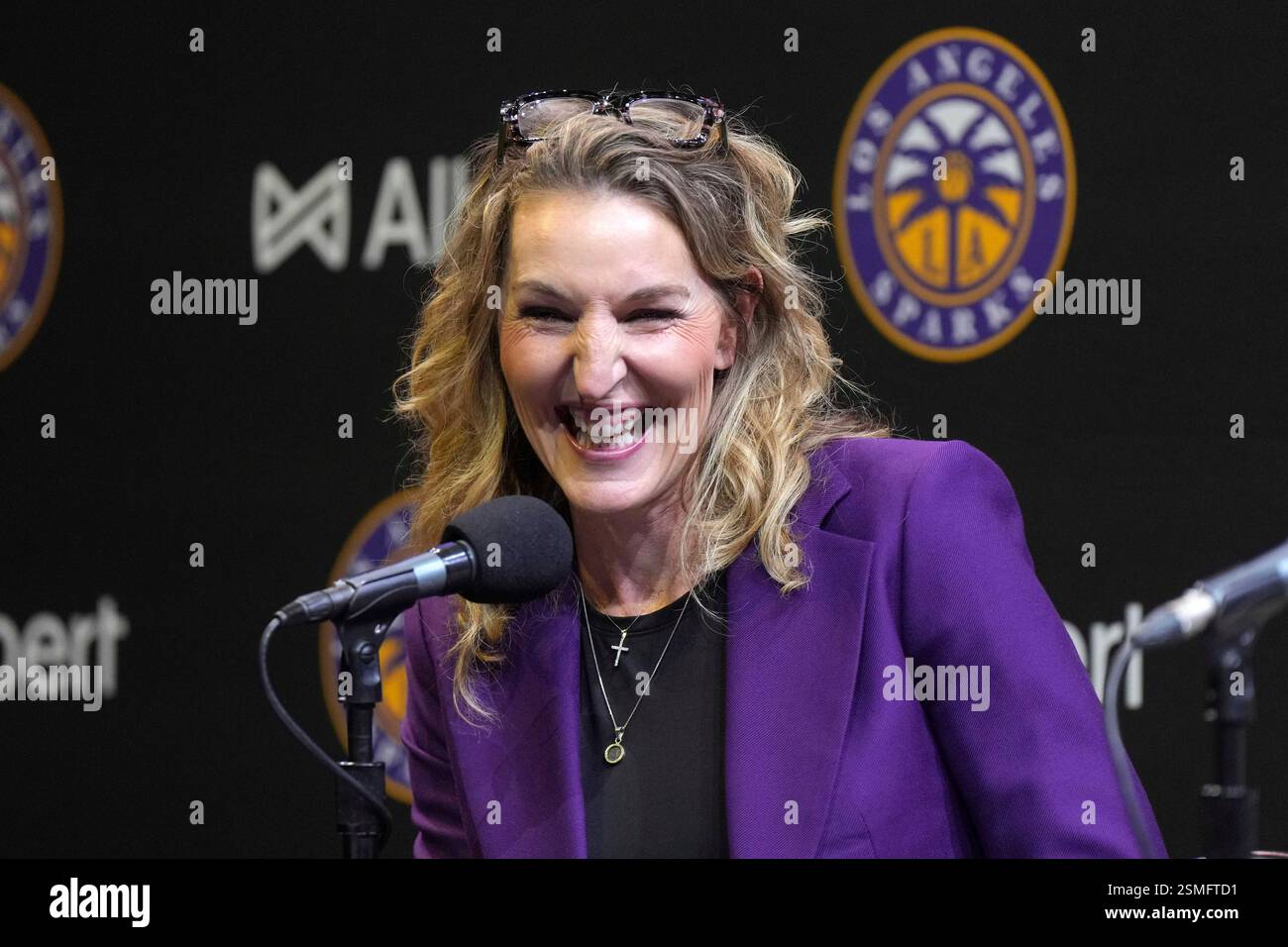 LA Sparks general manager Raegan Pebley at a WNBA press conference ...