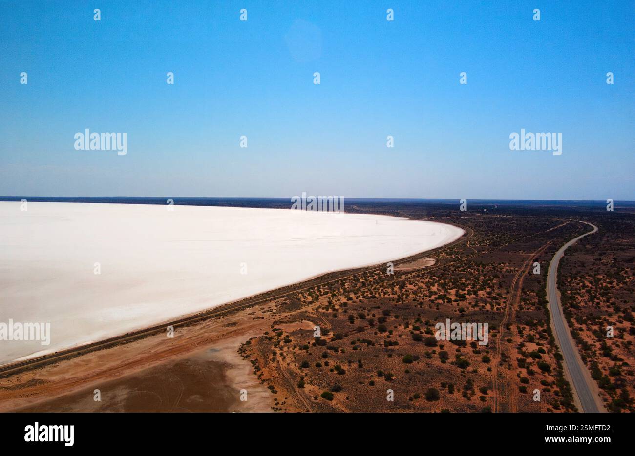 Aerial of the unique landscape of Pimba in South Australia. The focal ...