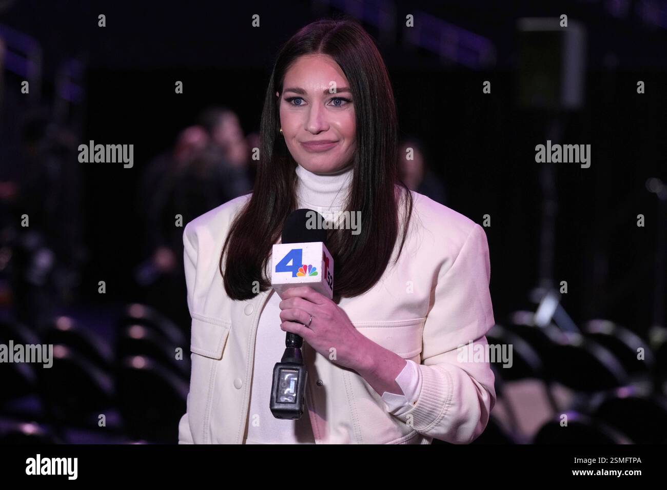 KNBC sports reporter Olivia Garvey at a WNBA press conference ...