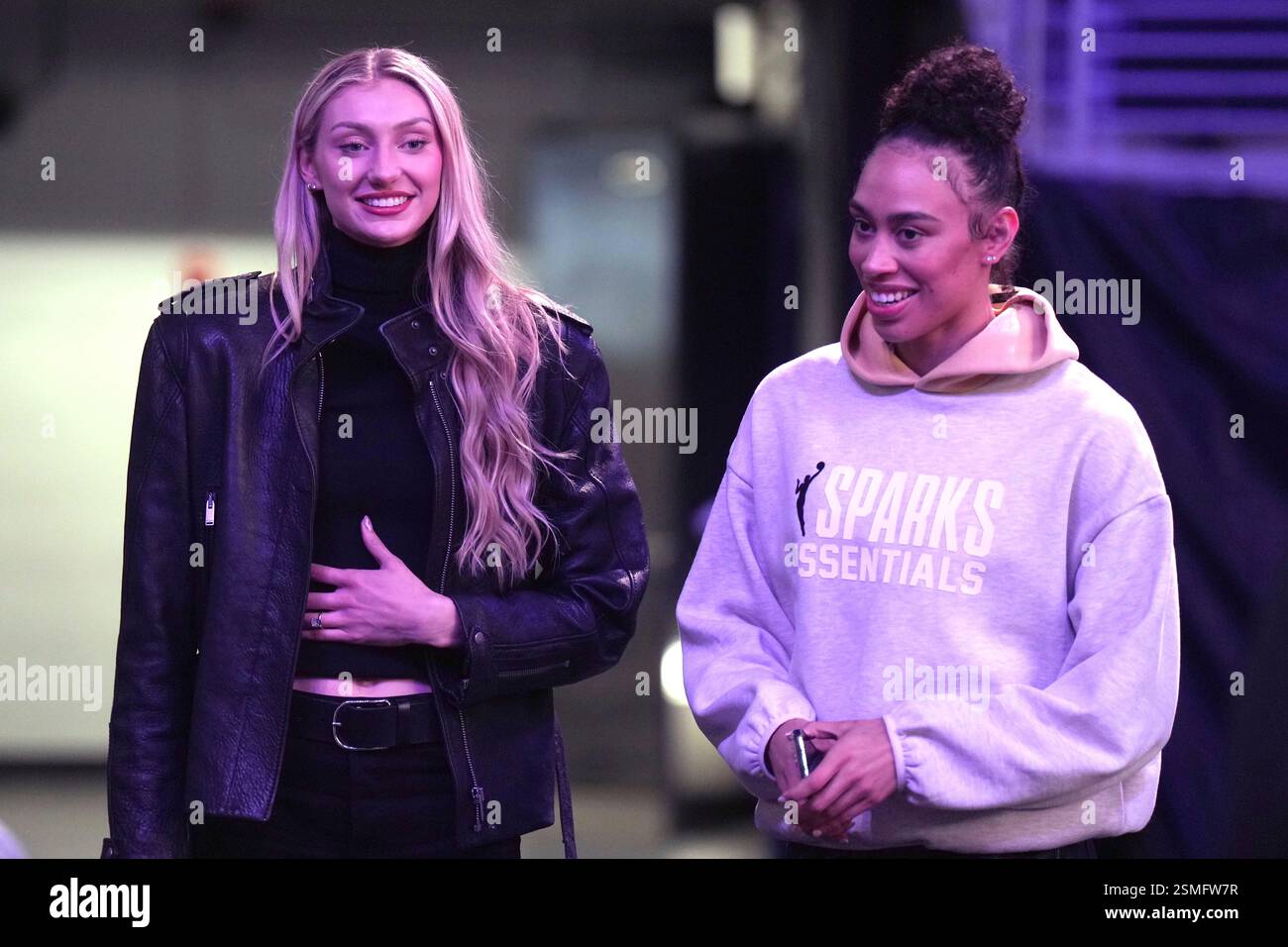LA Sparks players Cameron Brink (left) and Dearica Hamby at a WNBA ...