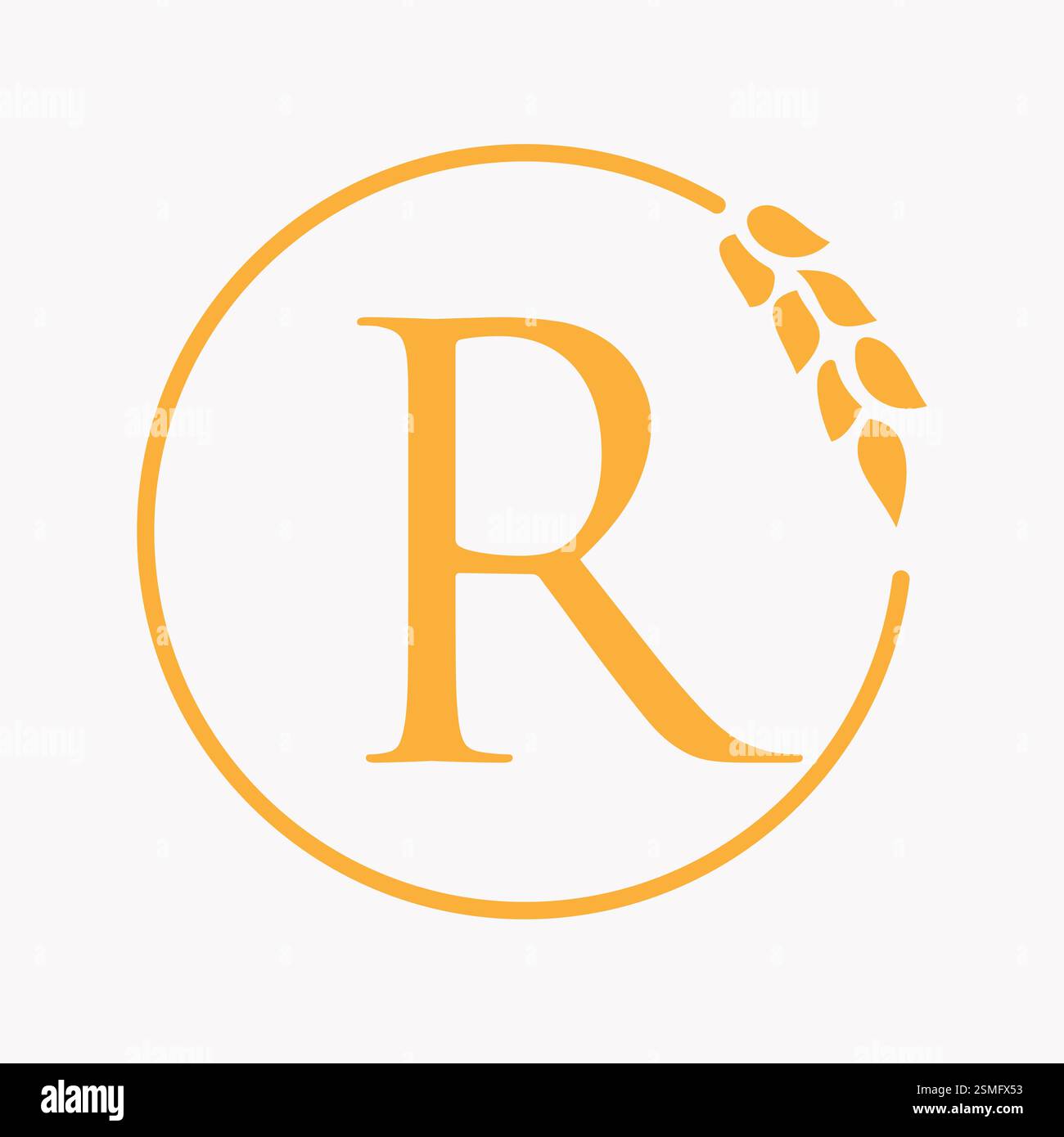 Monogram Letter R Bakery Logo Concept With Grain Wheat Symbol Vector ...