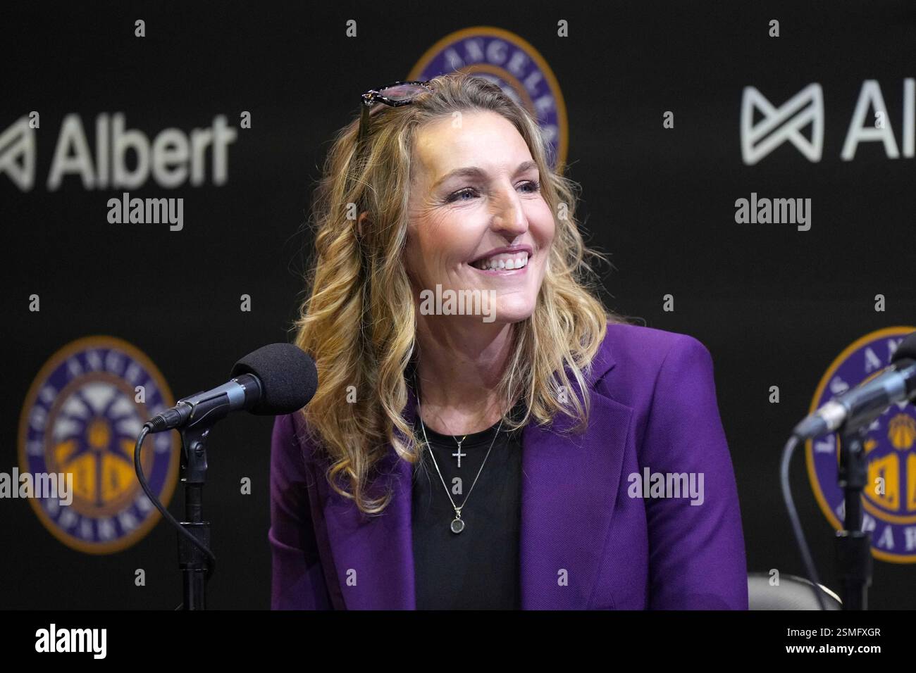 LA Sparks general manager Raegan Pebley at a WNBA press conference ...
