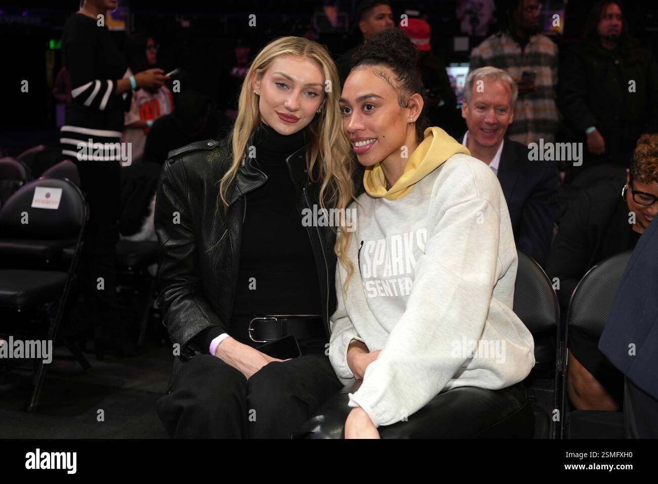 LA Sparks players Cameron Brink (left) and Dearica Hamby at a WNBA ...