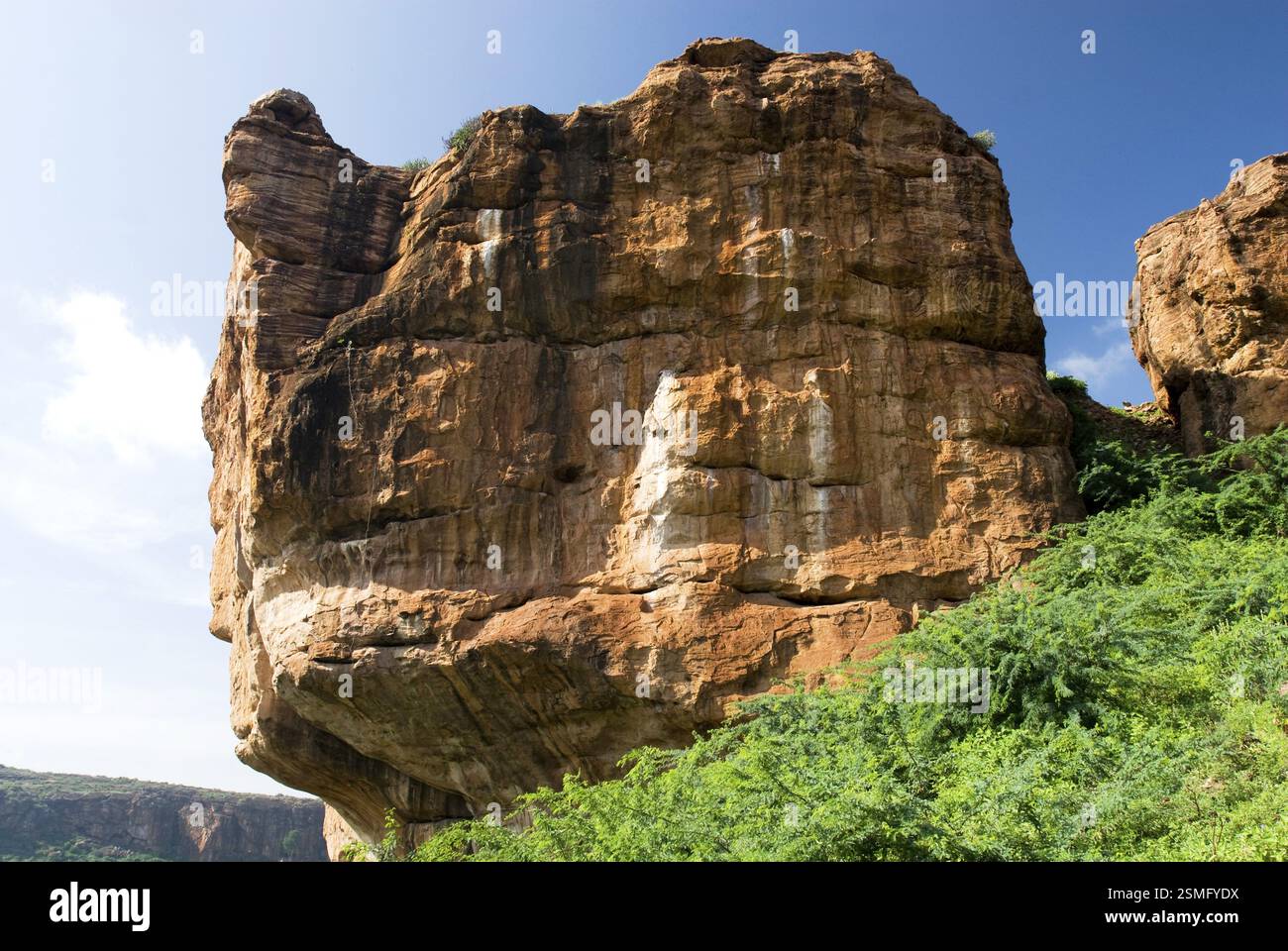 Rust red sandstone rocks in Badami, Karnataka, India, Asia Stock Photo ...