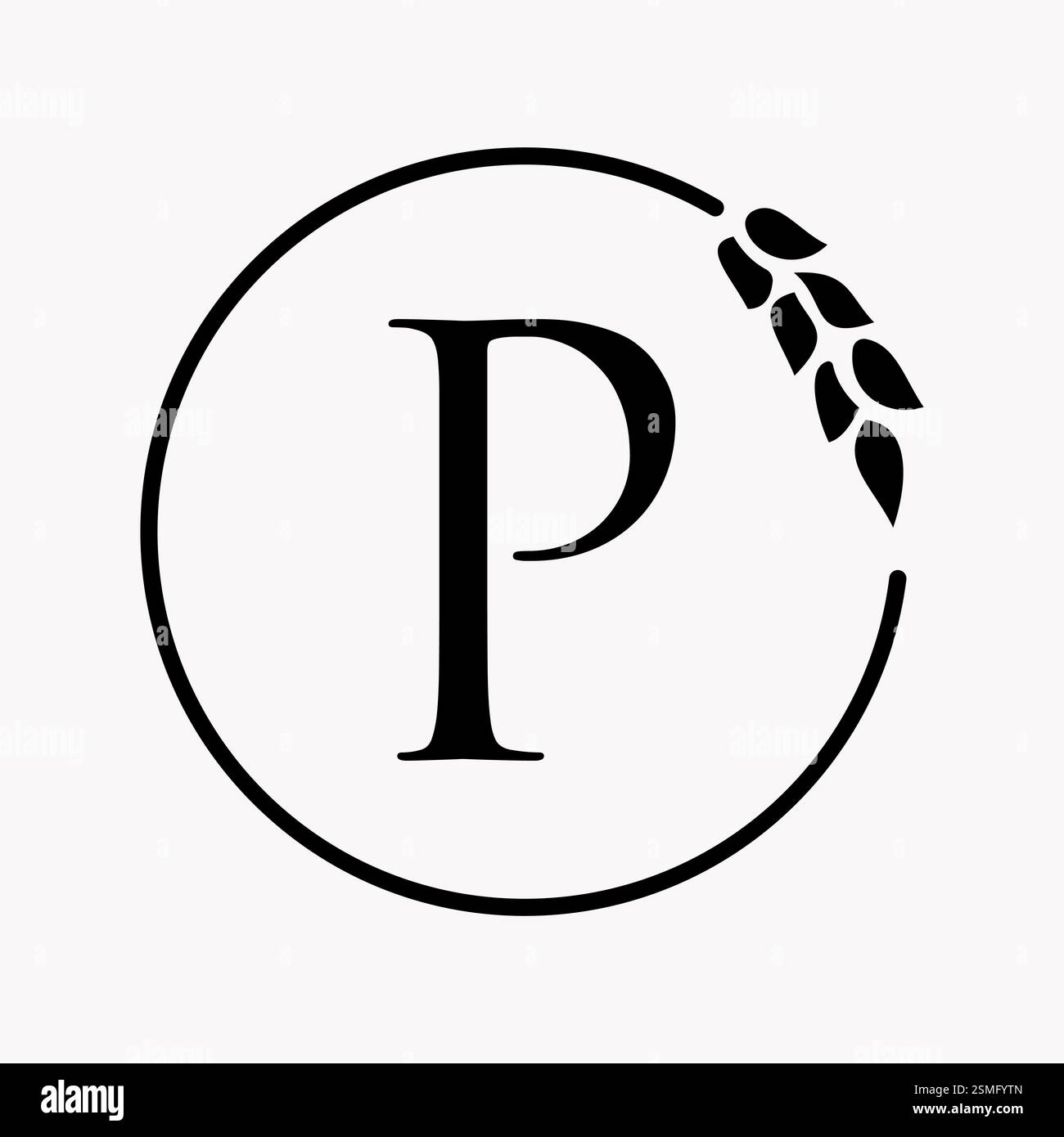 Monogram Letter P Bakery Logo Concept With Grain Wheat Symbol Vector ...