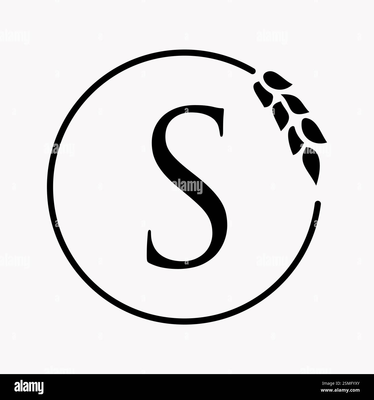 Monogram Letter S Bakery Logo Concept With Grain Wheat Symbol Vector ...