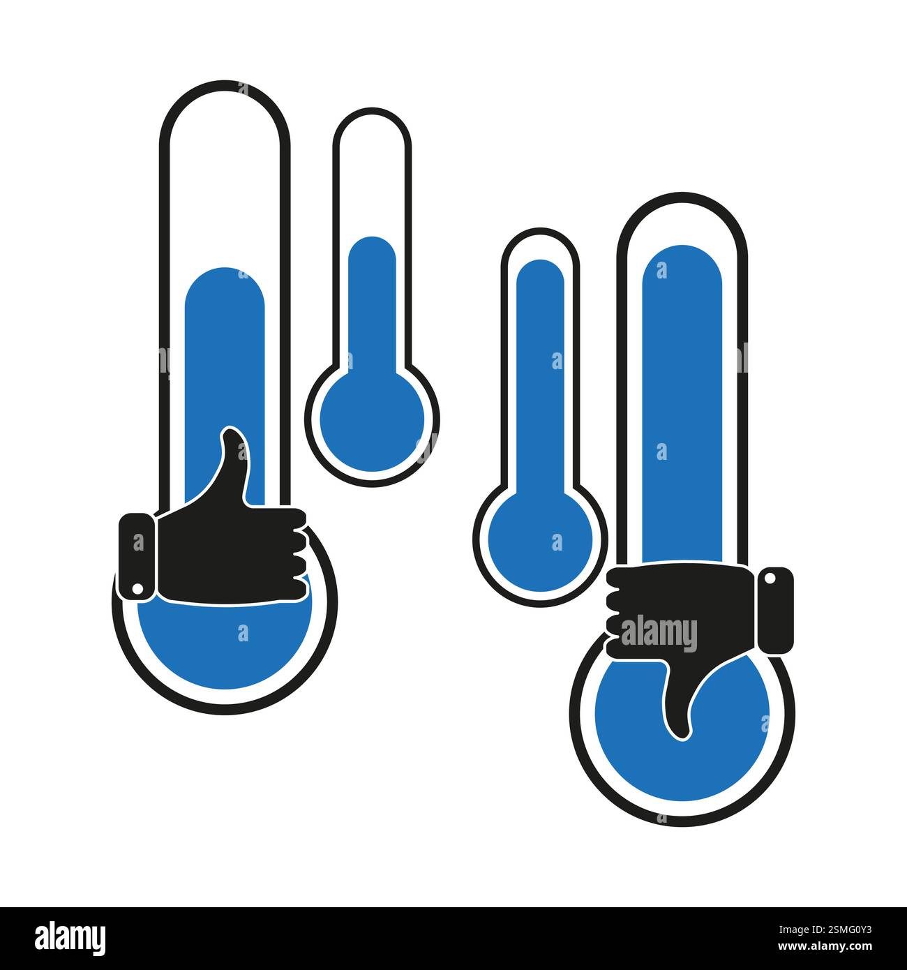 Thermometer icon. Temperature rating symbol. Positive negative feedback ...