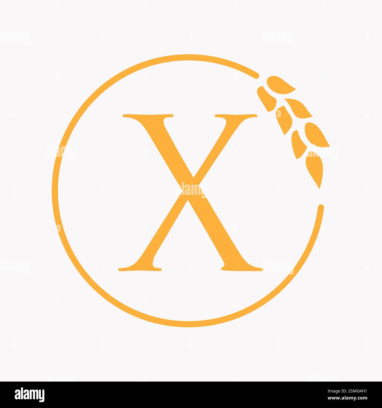 Monogram Letter X Bakery Logo Concept With Grain Wheat Symbol Vector ...
