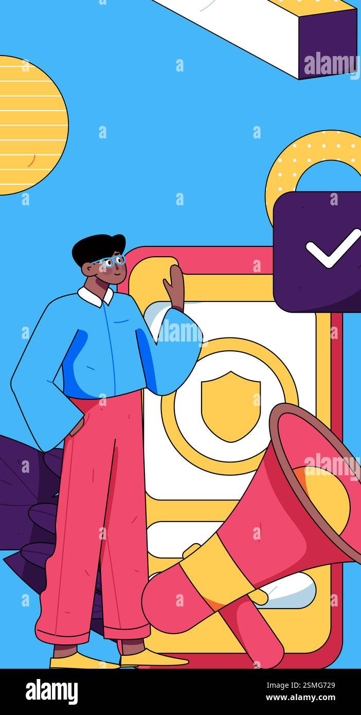 Notification announcement vector creative flat hand drawn illustration ...