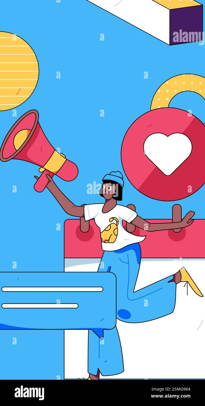 Notification announcement vector creative flat hand drawn illustration ...