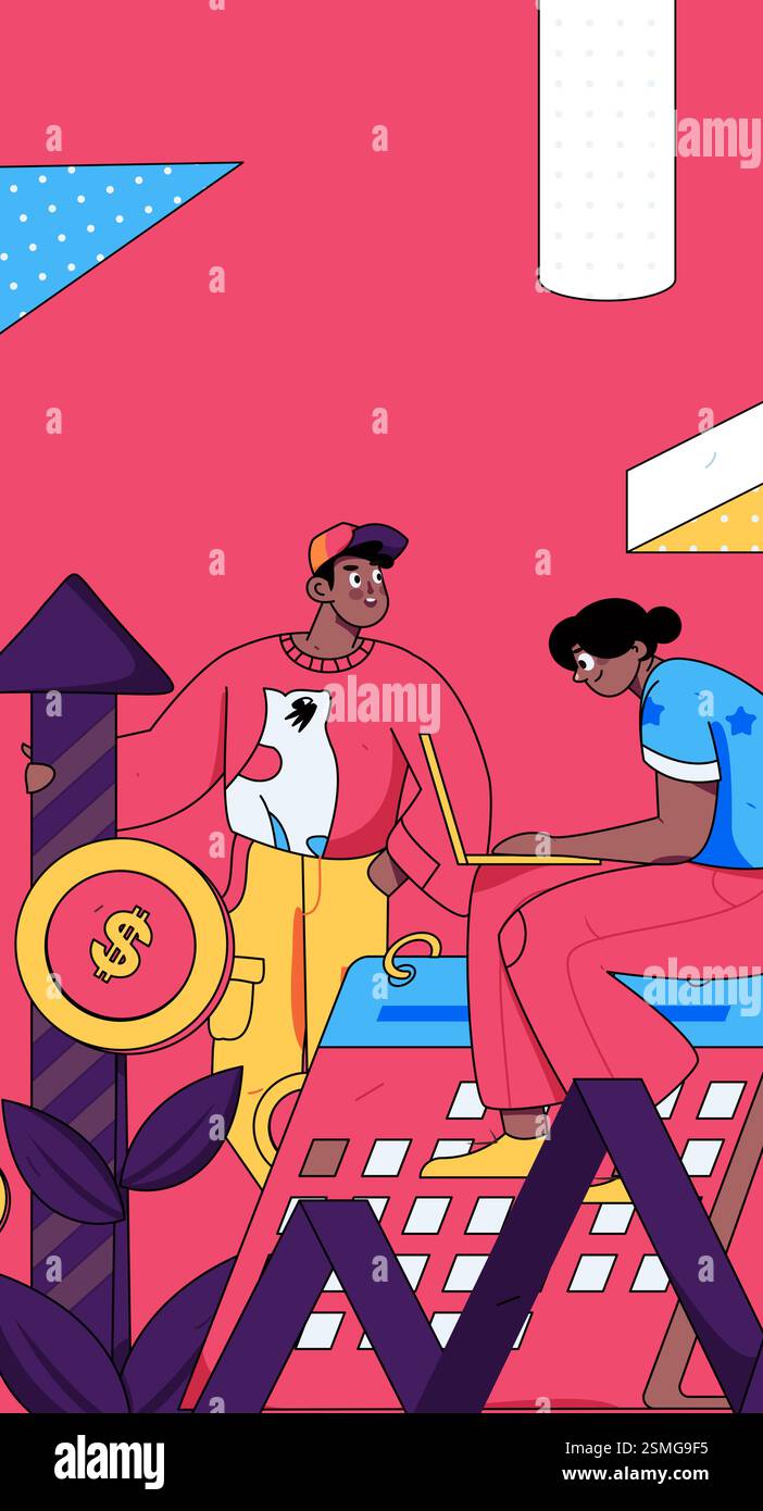 Notification announcement vector creative flat hand drawn illustration ...