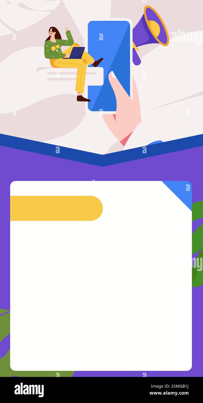 Notification announcement vector creative flat hand drawn illustration ...