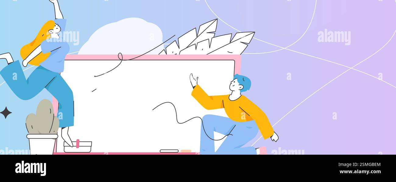 Notification announcement vector creative flat hand drawn illustration ...