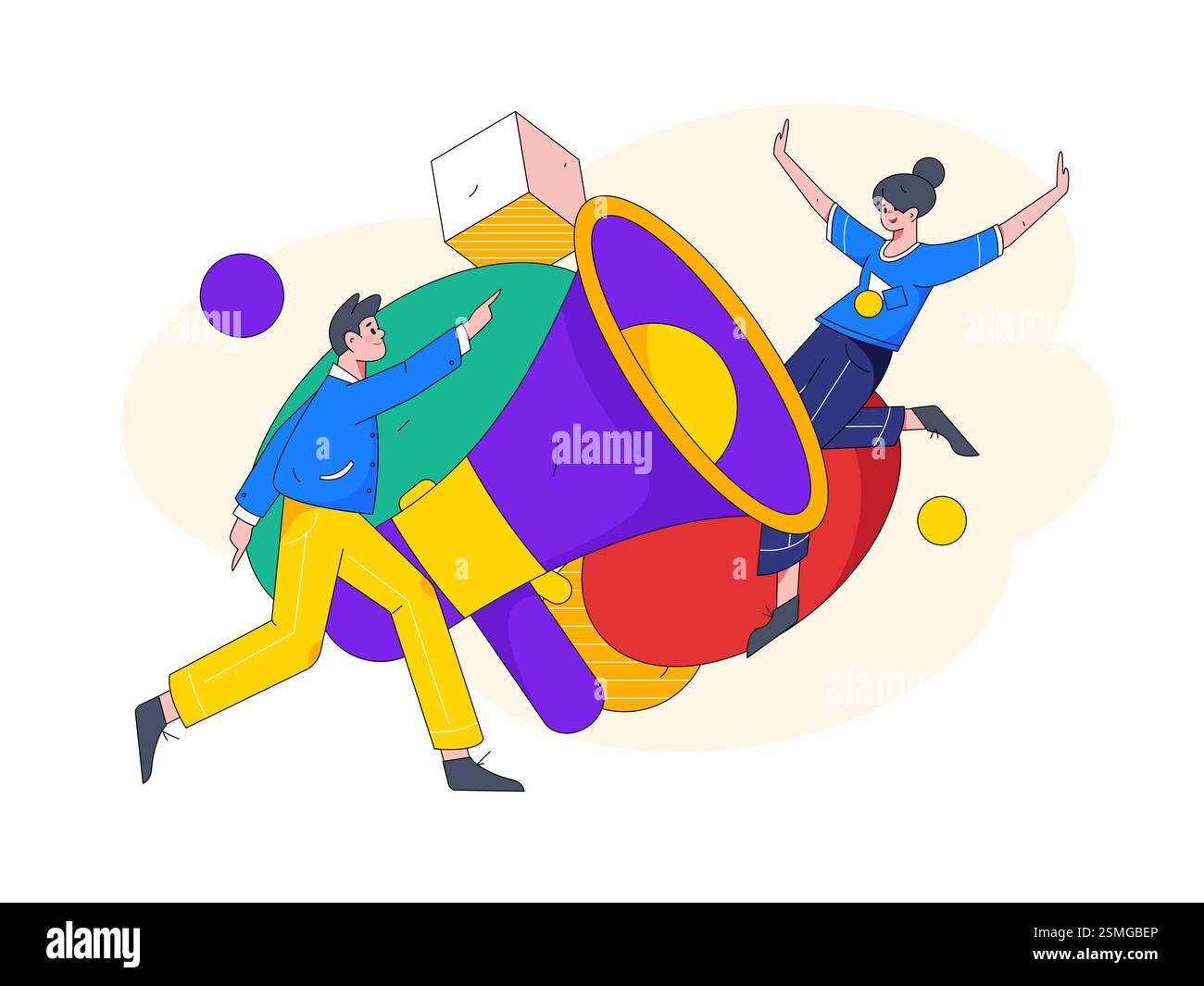 Notification announcement vector creative flat hand drawn illustration ...
