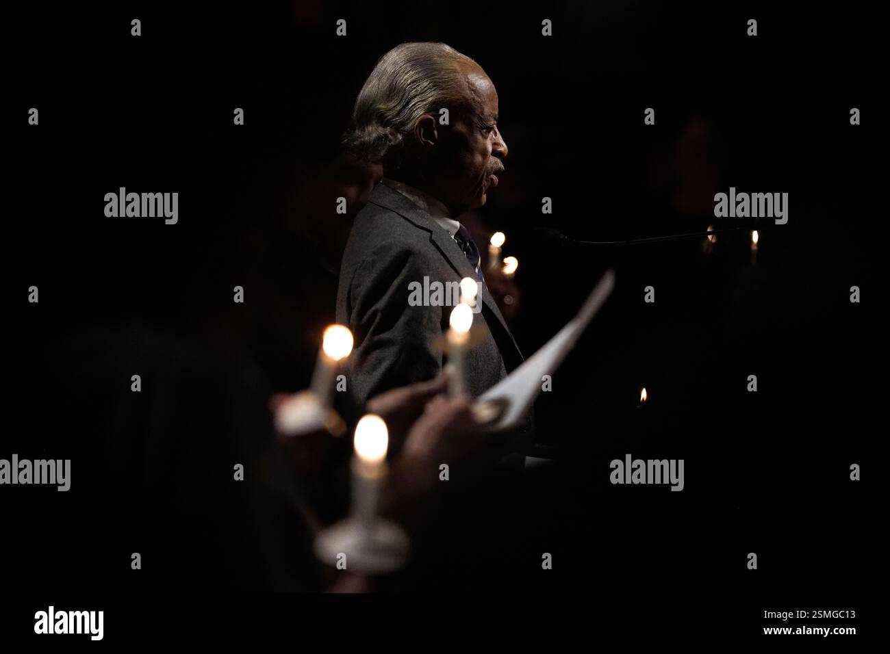 Reverend Al Sharpton speaks during an interfaith vigil for sanctuary at ...