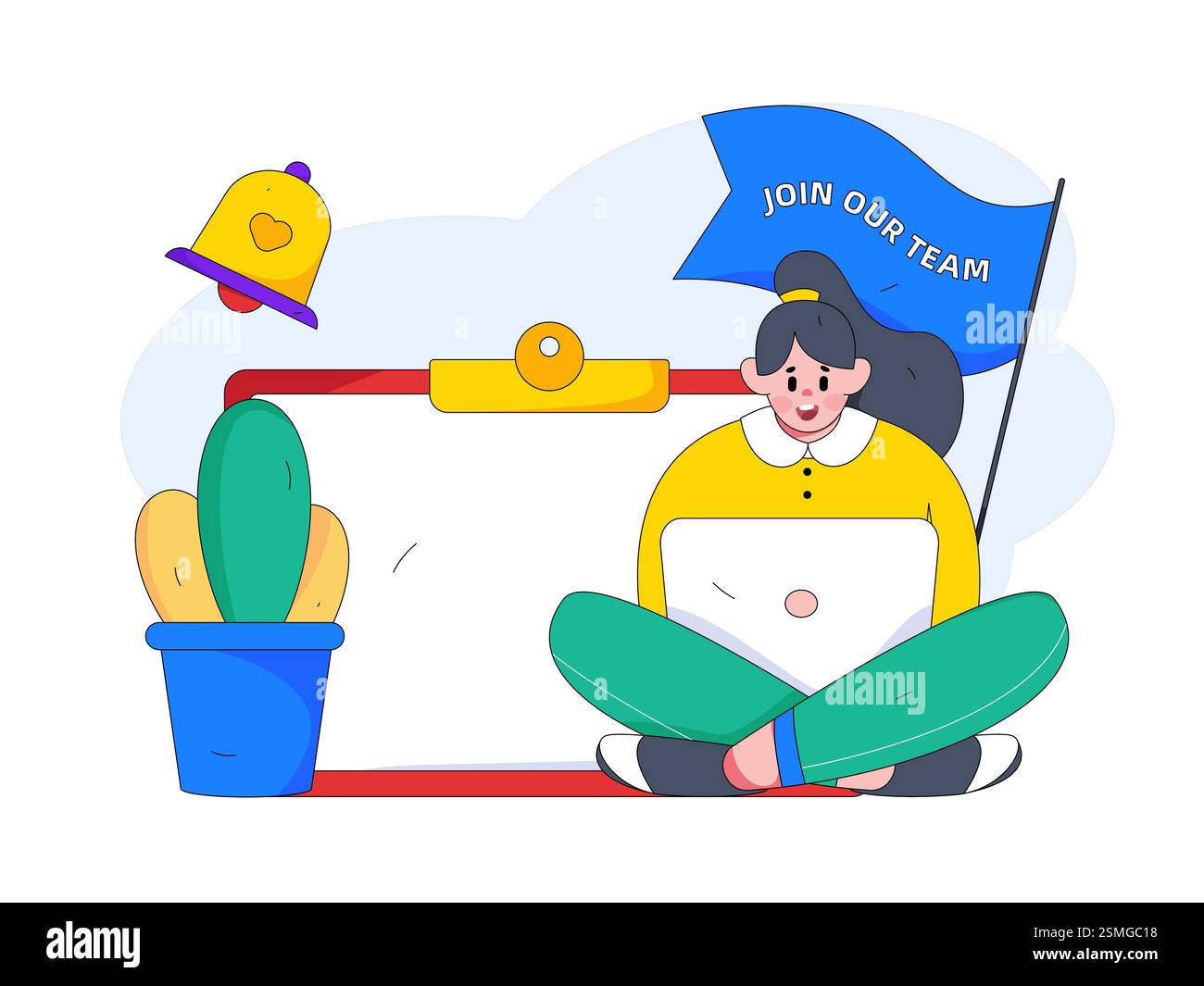 Notification announcement vector creative flat hand drawn illustration ...
