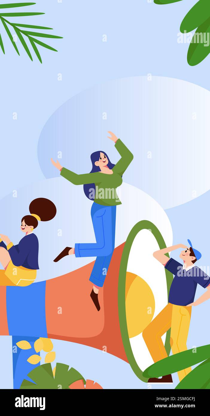 Notification announcement vector creative flat hand drawn illustration ...