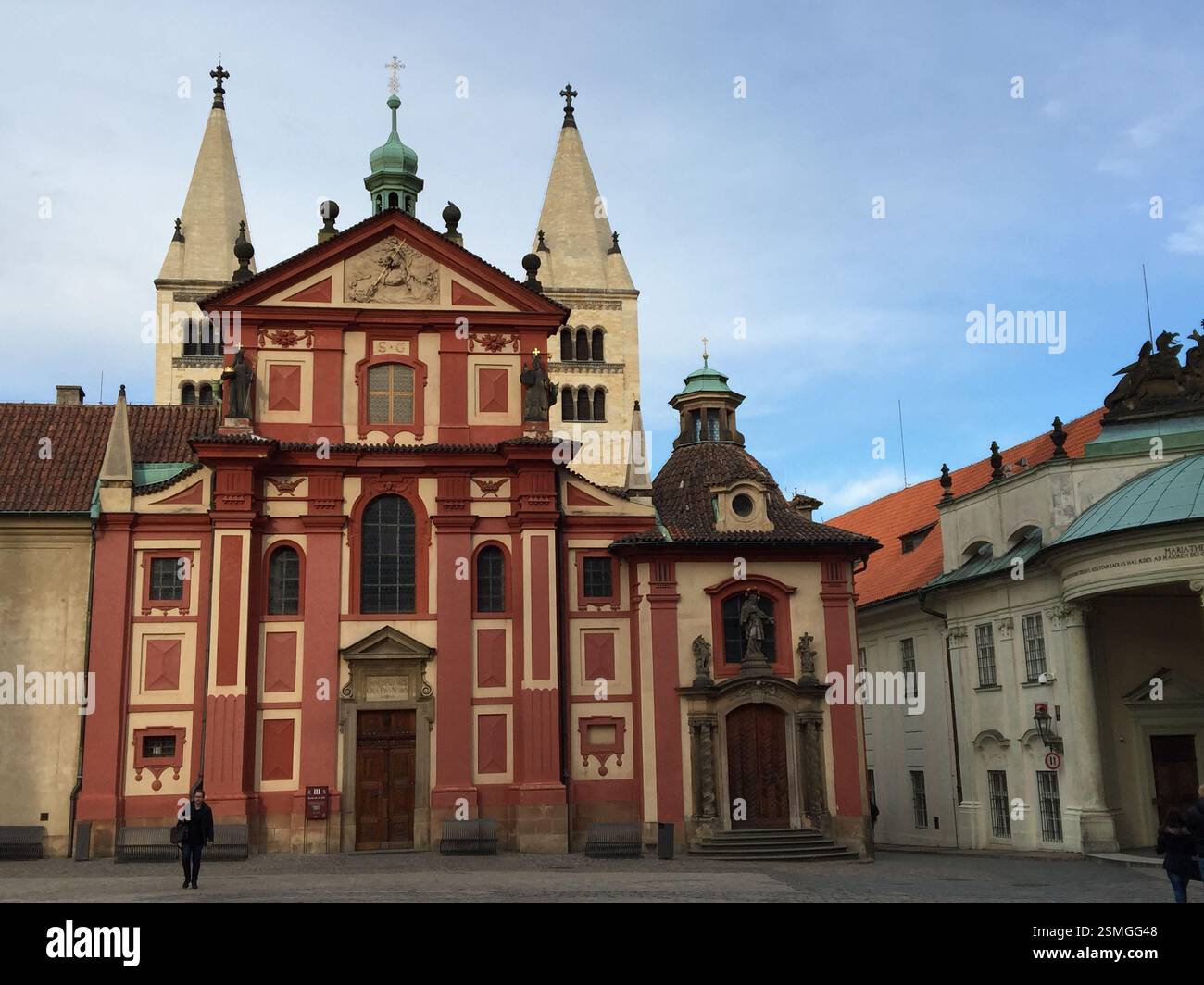 St. George's Basilica, Czech Republic, is a Baroque church with a red ...