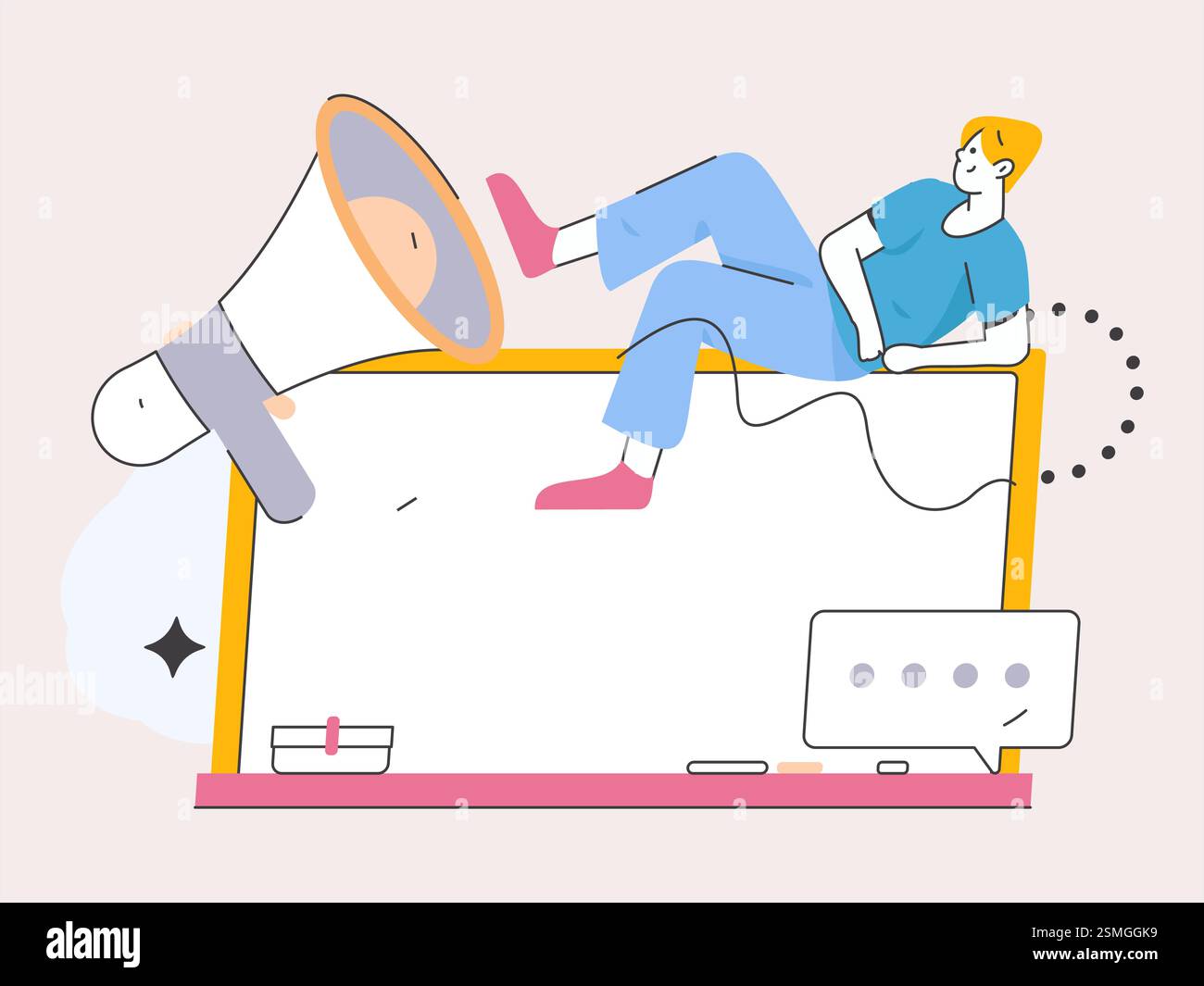 Notification announcement vector creative flat hand drawn illustration ...