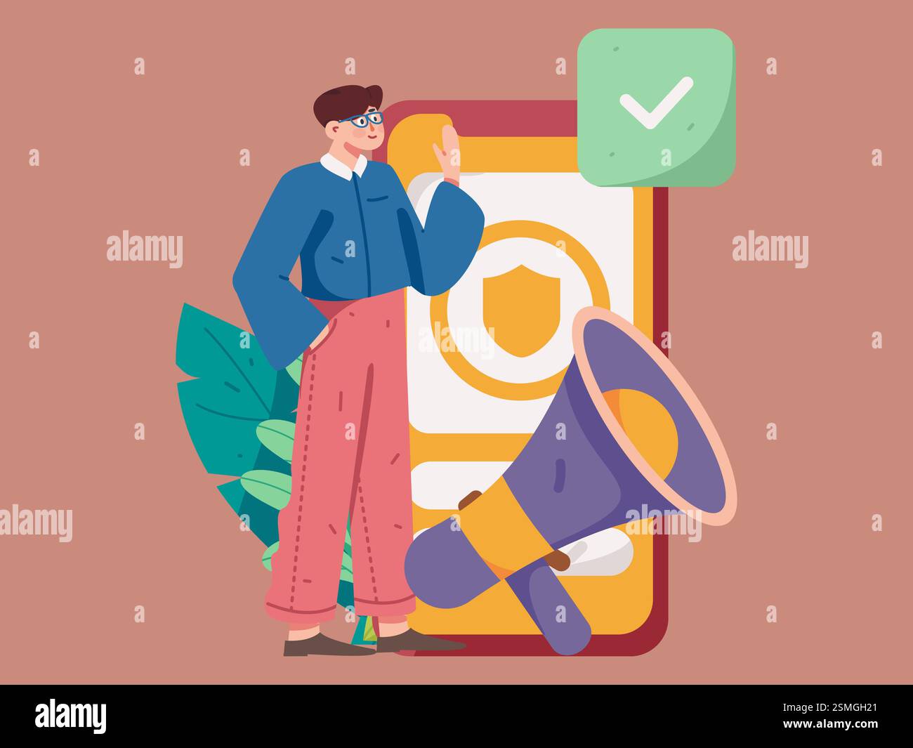 Notification announcement vector creative flat hand drawn illustration ...