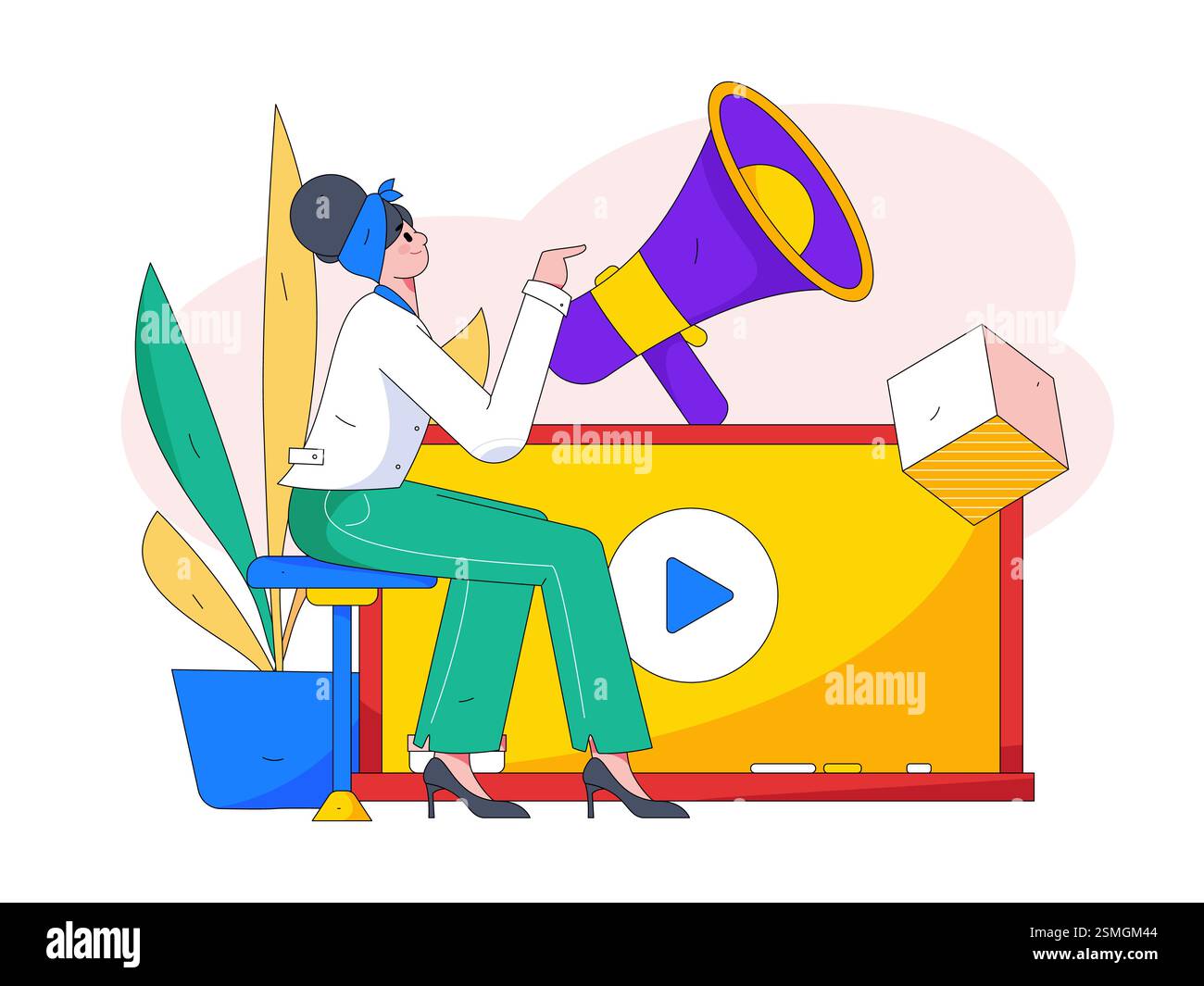 Notification announcement vector creative flat hand drawn illustration ...