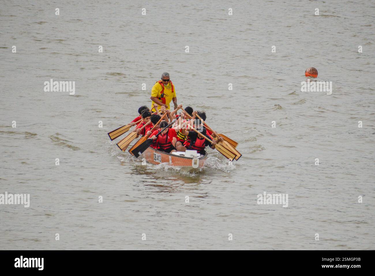 Jurong, Singapore - February 2025: School children rowing a boat in ...