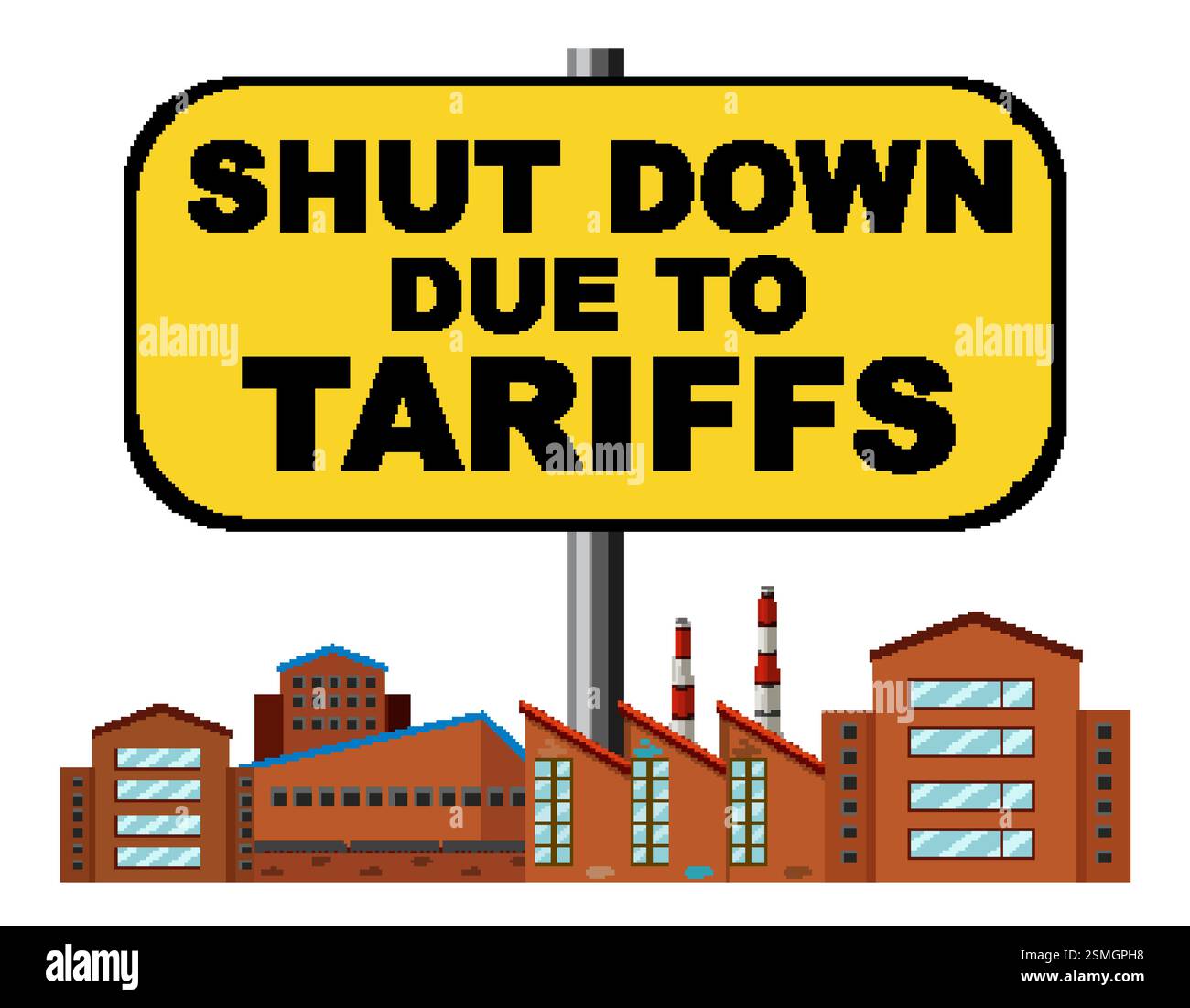 Illustration of factory shutdown from tariff impact Stock Vector Image ...
